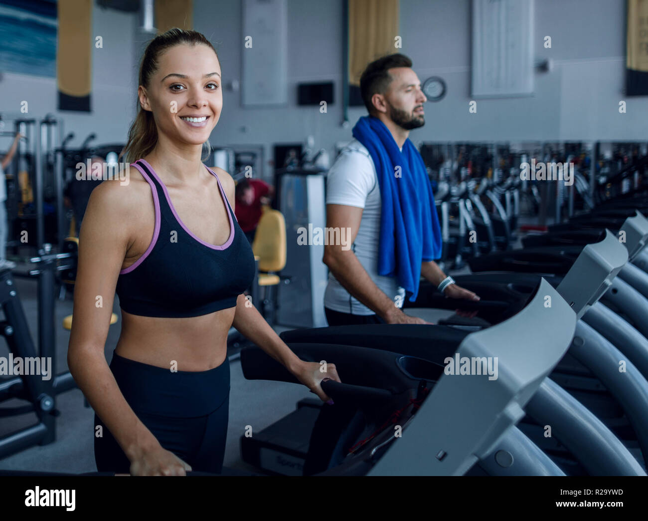 young people working at the gym in the sports centre Stock Photo - Alamy