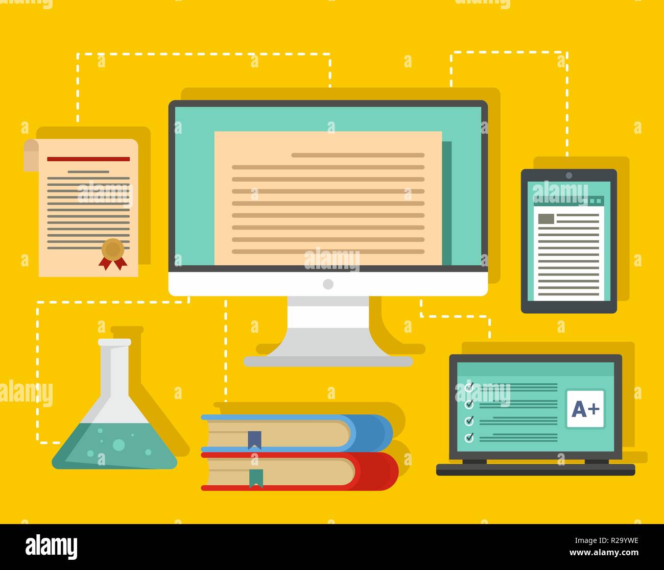 Type of learning background. Flat illustration of type of learning ...