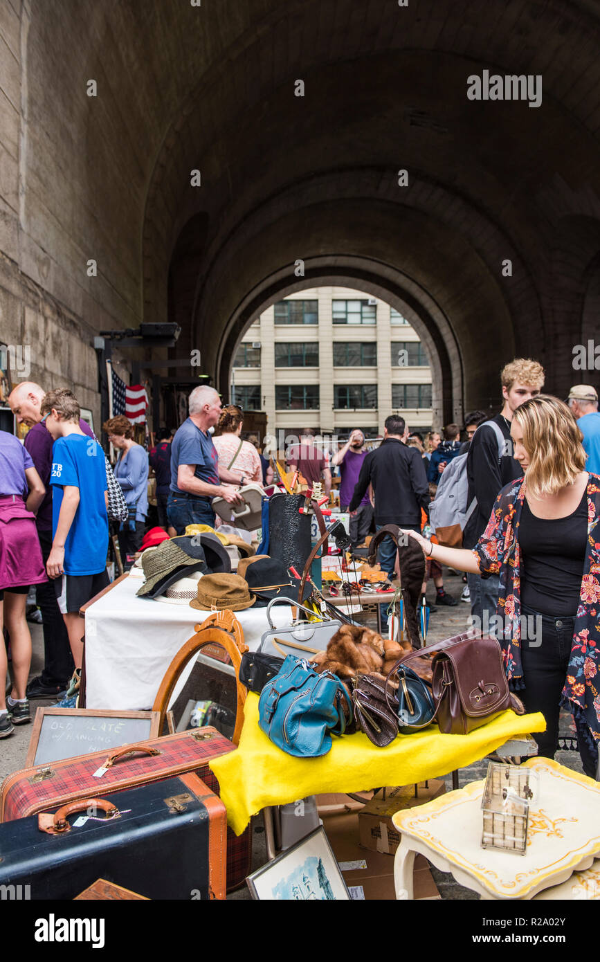 Brooklyn, NY, USA - October 8, 2018: Brooklyn Flea, Dumbo Brooklyn ...