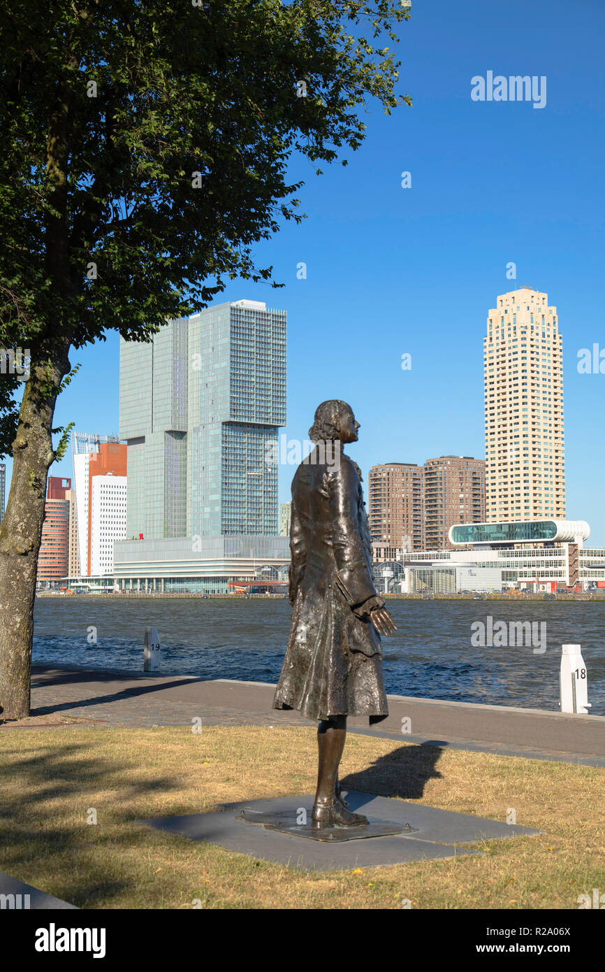 Statue of Czar Peter the Great and Nieuwe Maas River, Rotterdam, Zuid ...
