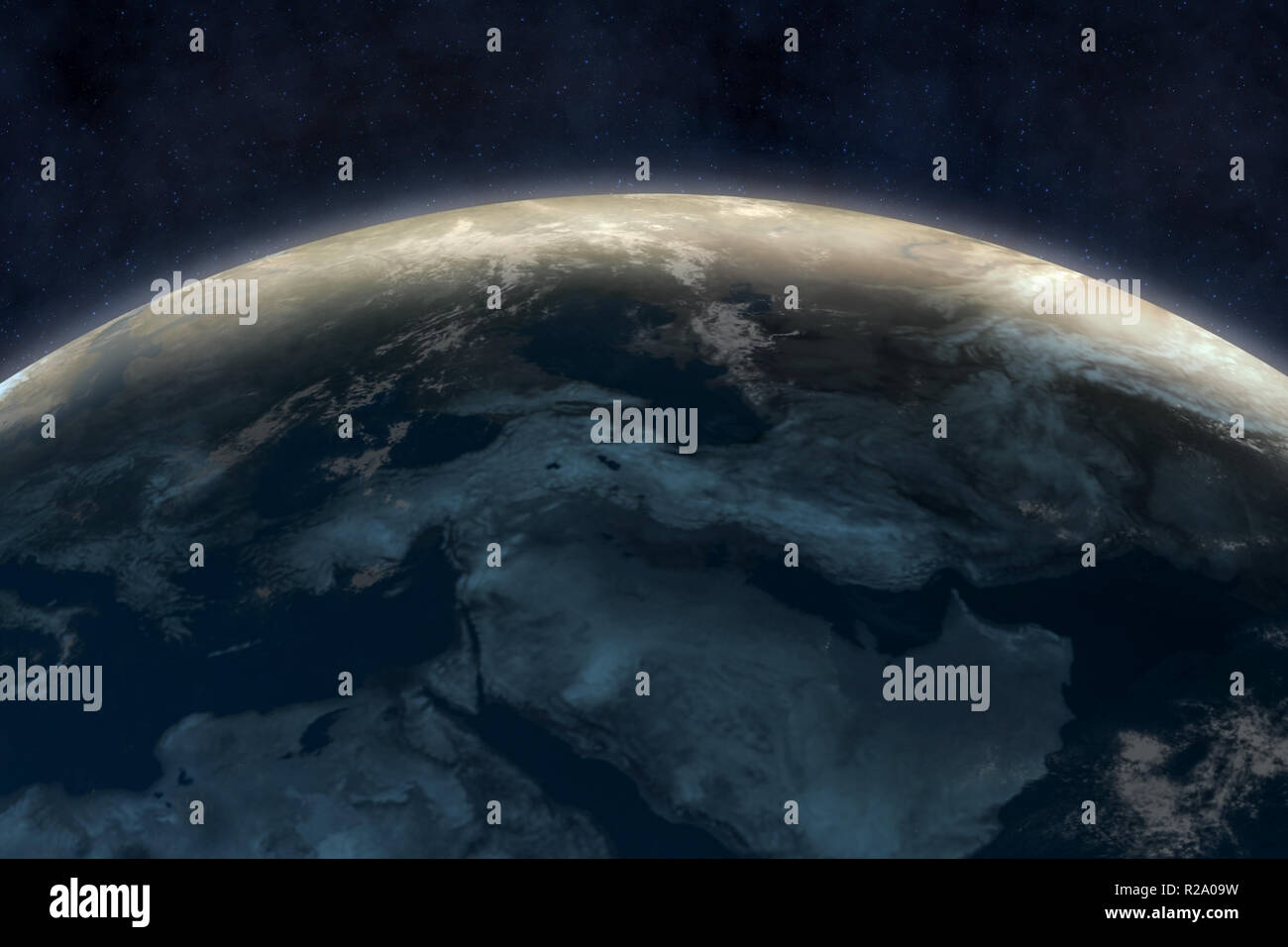 Three dimensional model of earth and sunrise Stock Photo - Alamy
