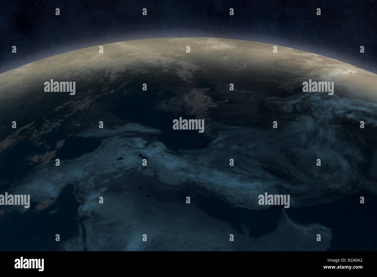 Three dimensional model of earth and sunrise Stock Photo - Alamy