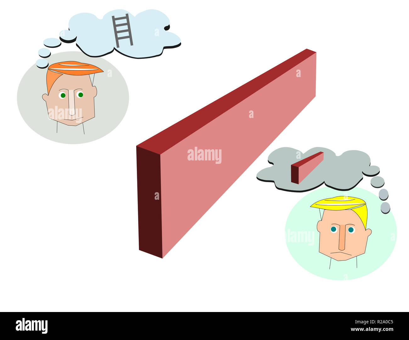 overcome an obstacle, concept of pro activity and reactivity Stock ...