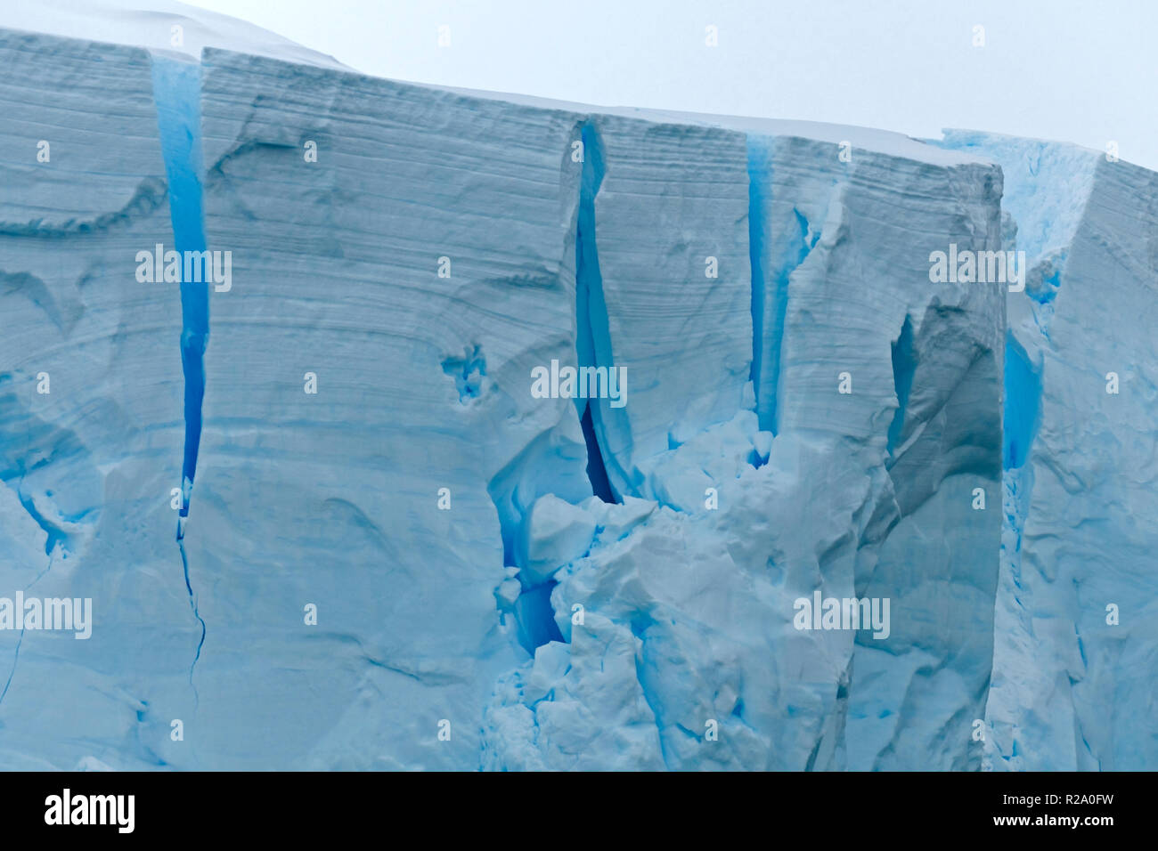 ice berg close up showing cracks and creates in ice antarctic peninsula ...