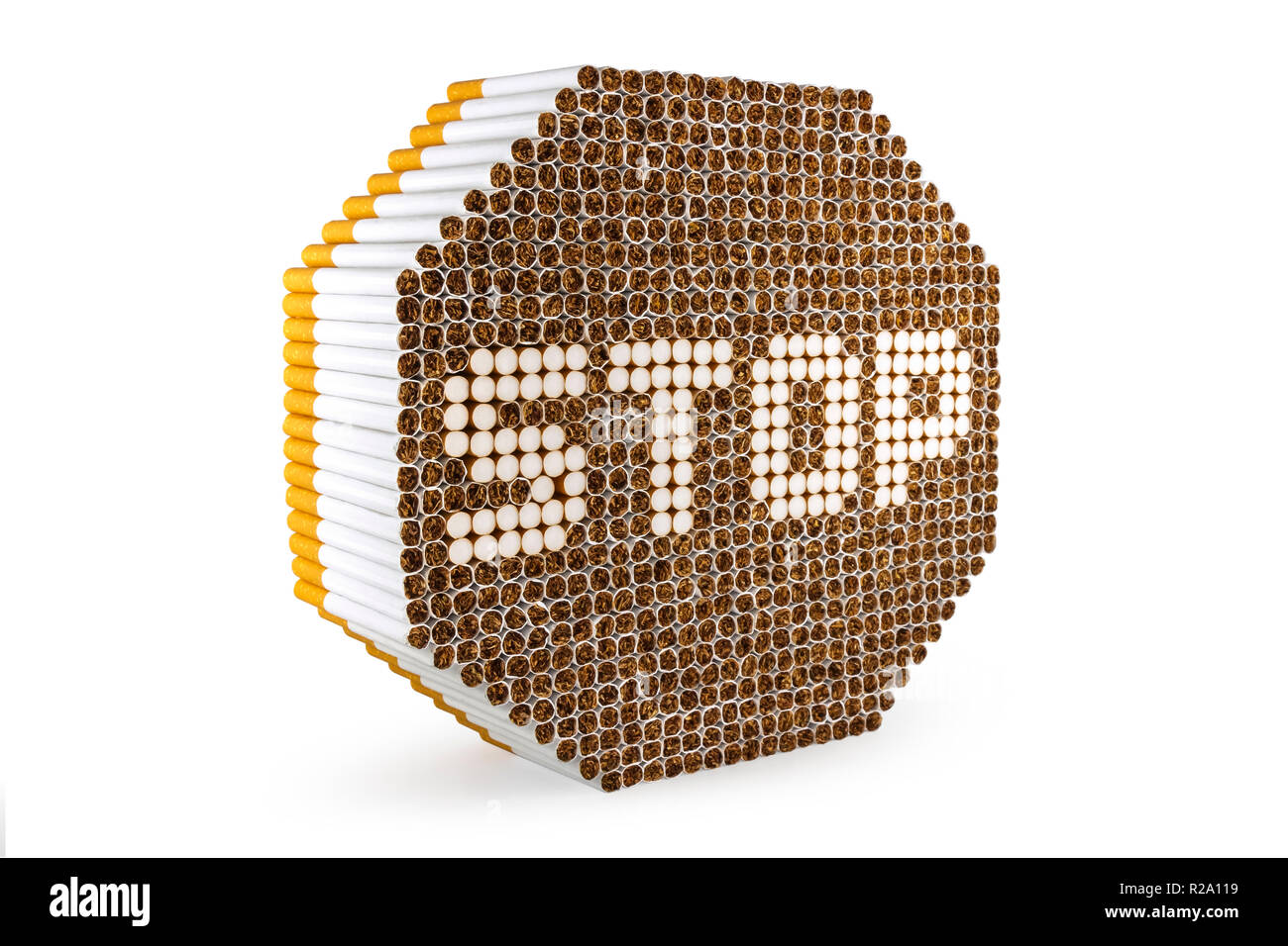 Stop smoking sign made of cigarettes isolated on white background Stock ...