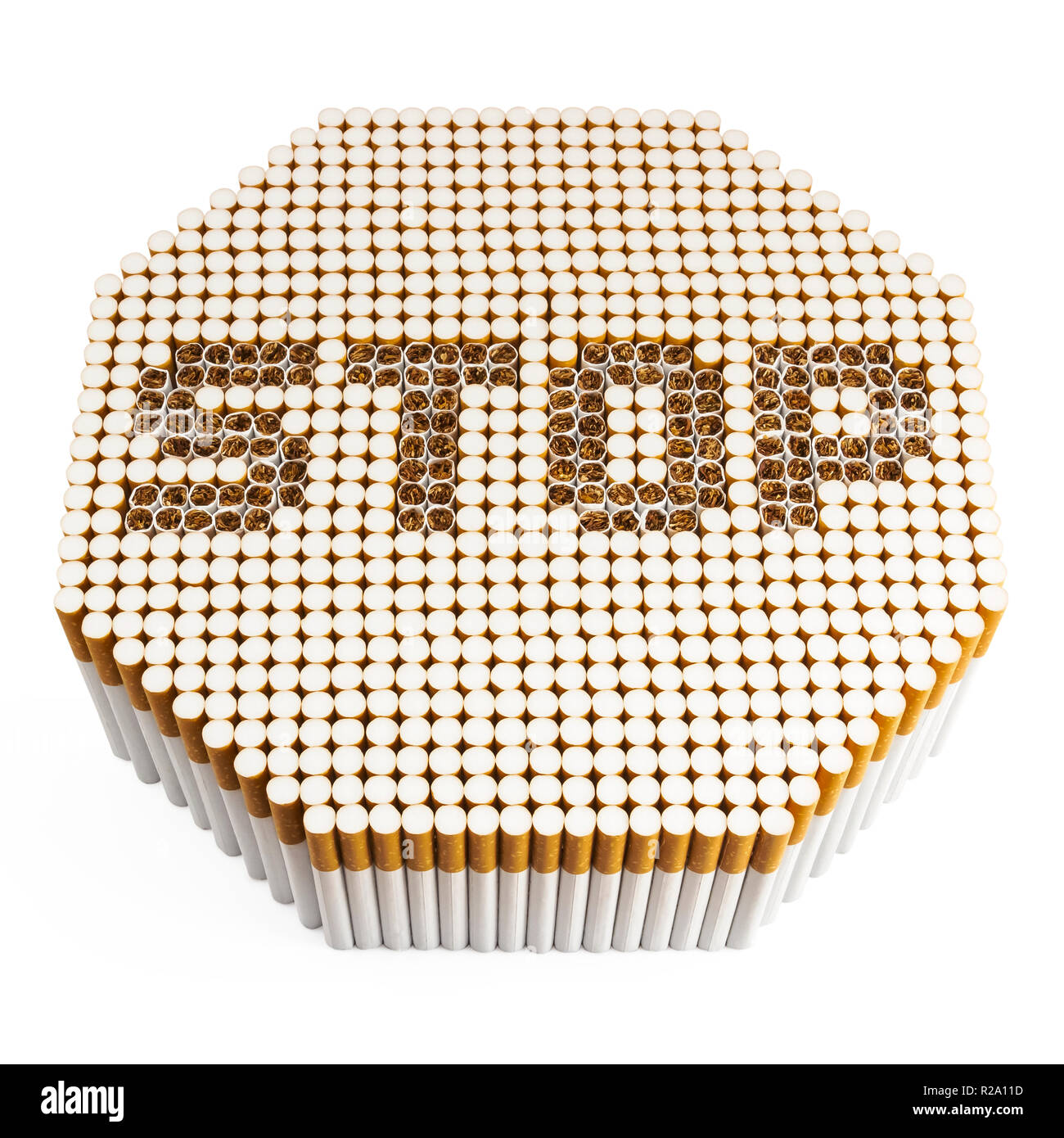 Stop smoking sign made of cigarettes isolated on white background Stock ...