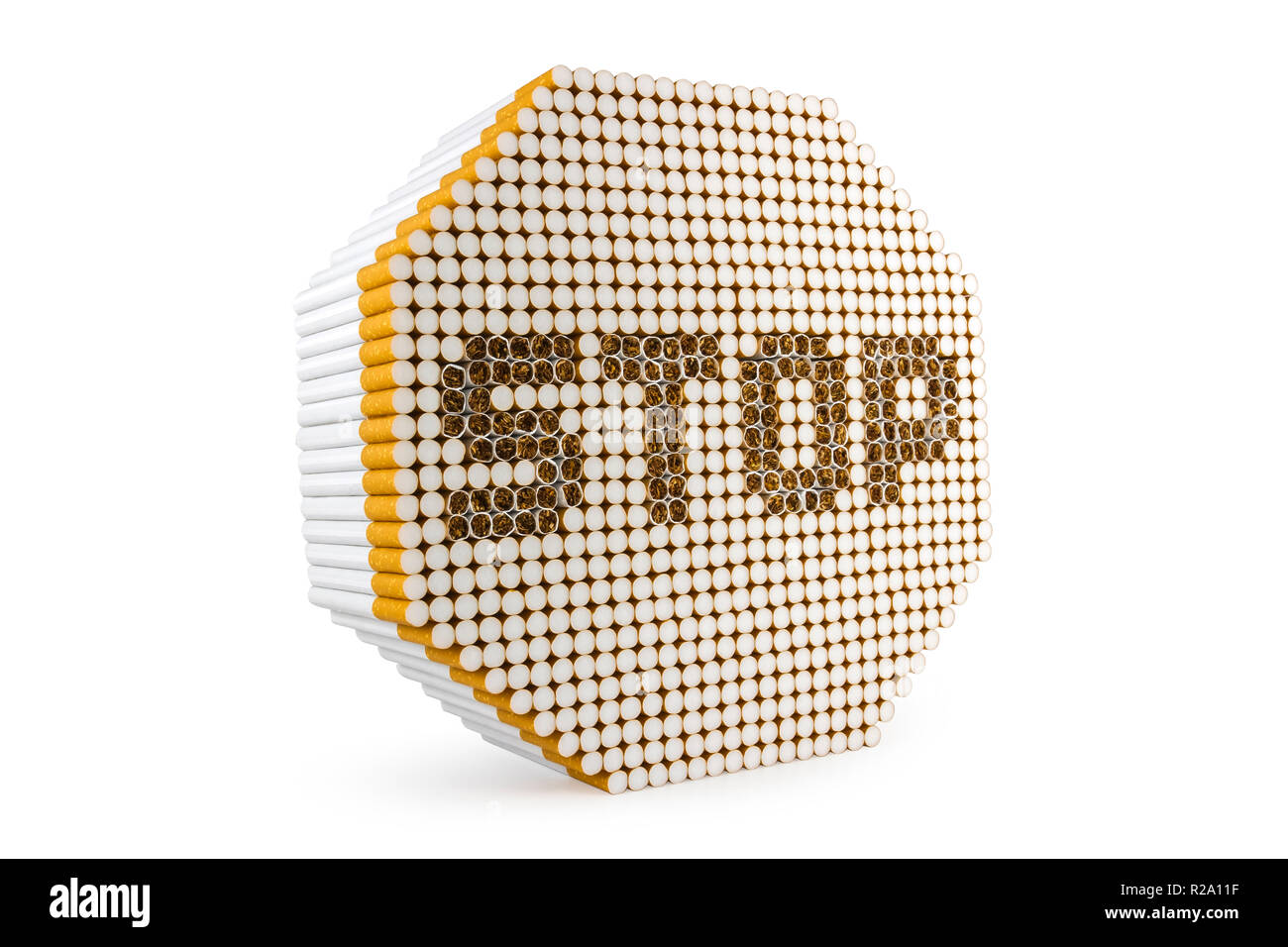 Stop smoking sign made of cigarettes isolated on white background Stock ...