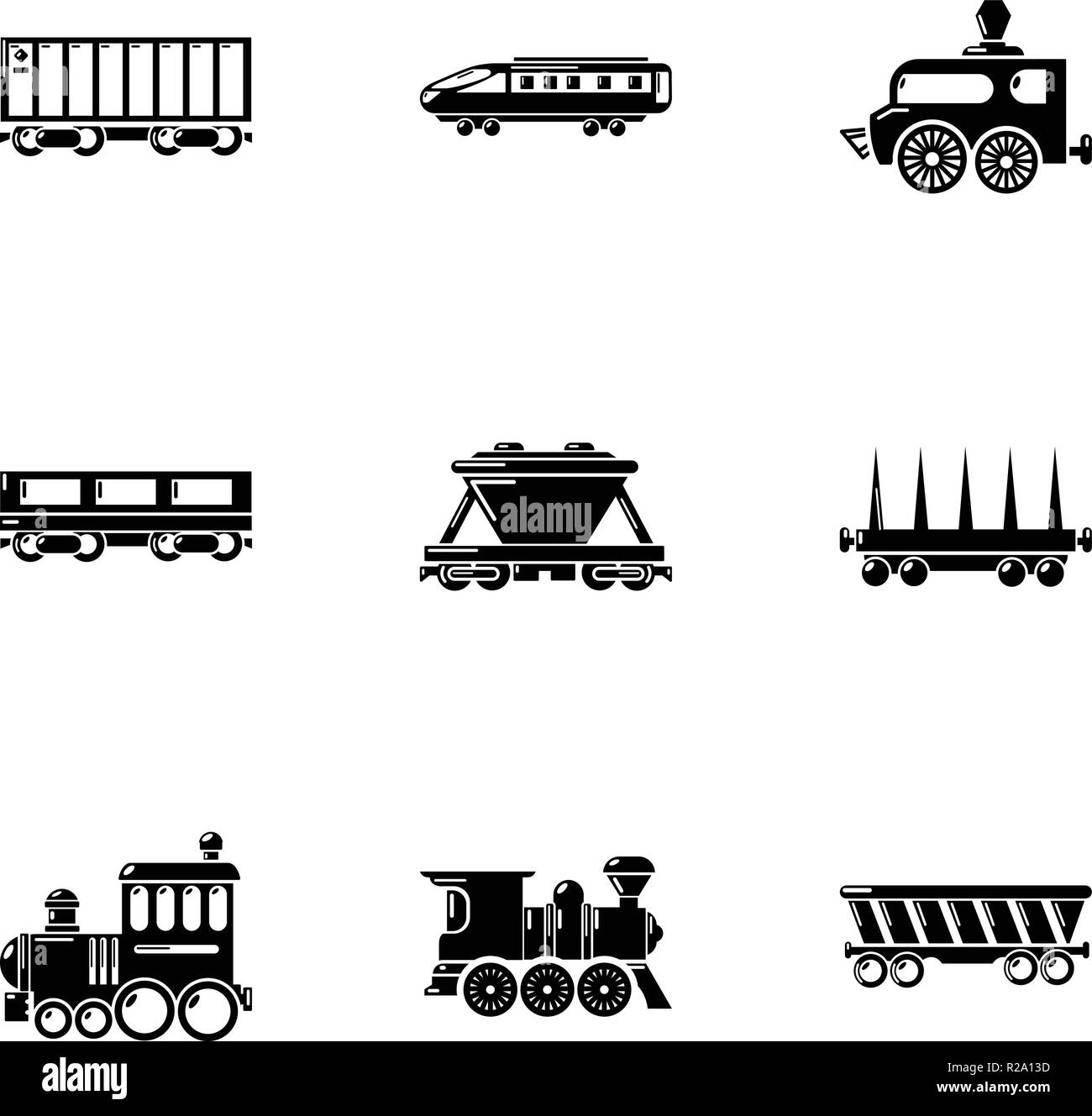 Commuter train icons set, simple style Stock Vector Image & Art - Alamy