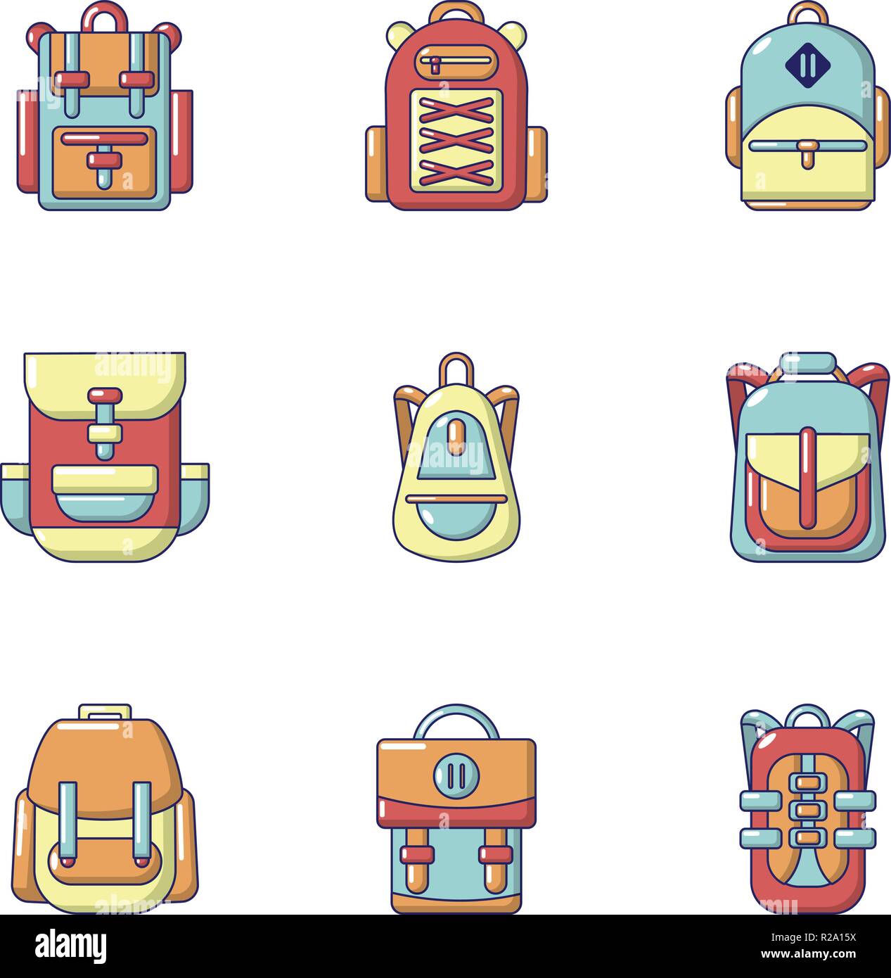 Rucksack icons set, flat style Stock Vector Image & Art - Alamy