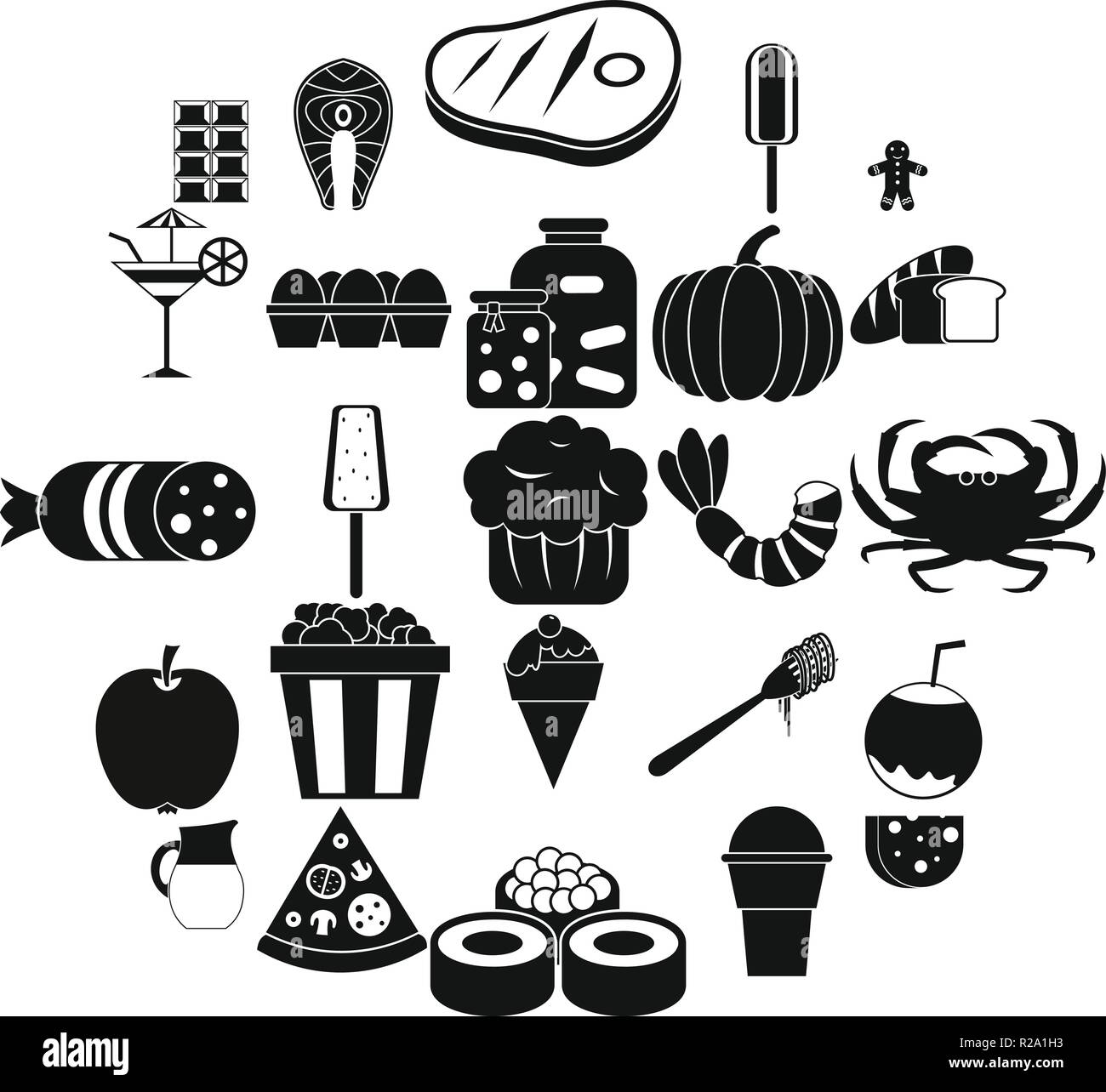 Delicious food icons set, simple style Stock Vector Image & Art - Alamy