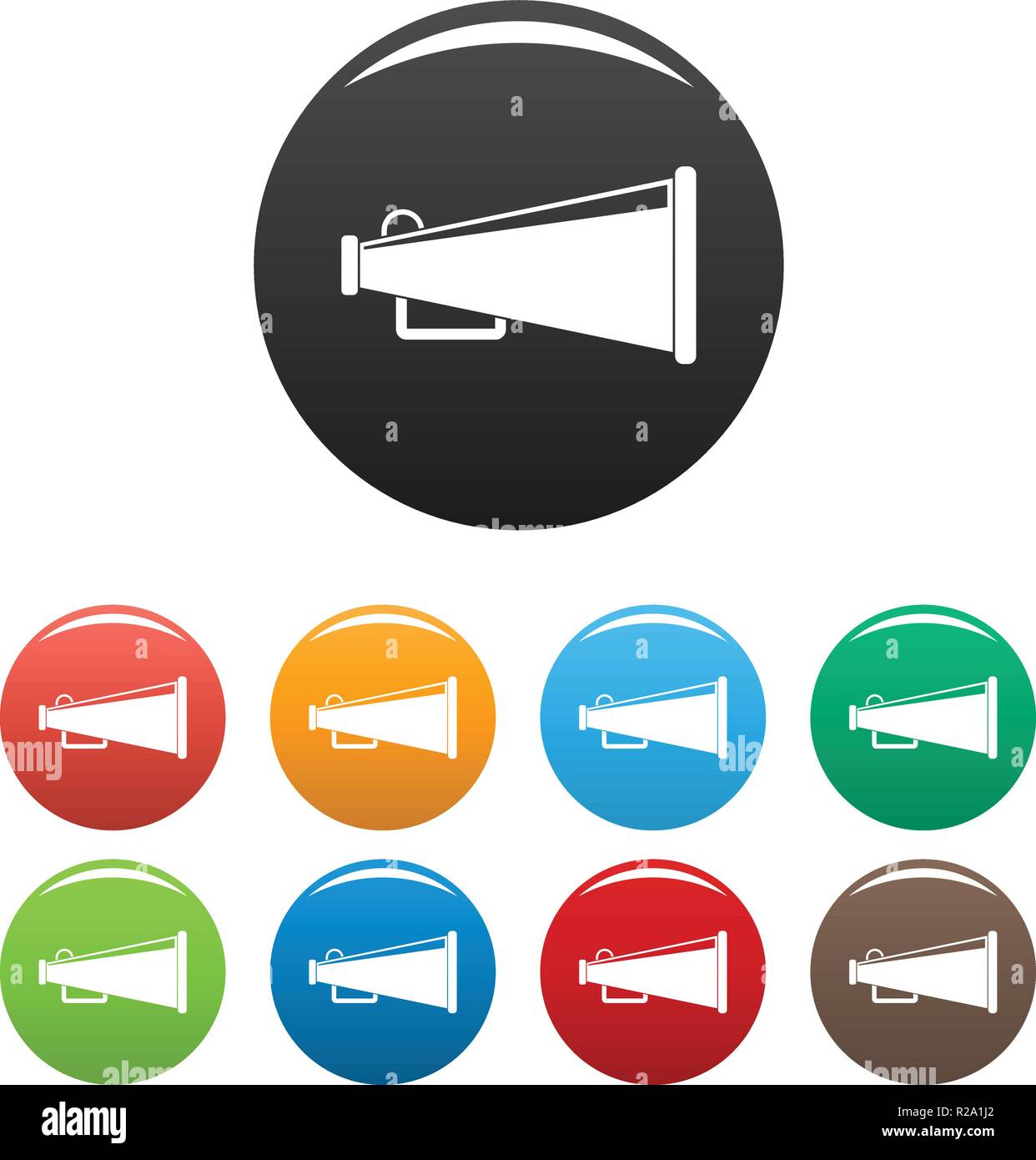 Bullhorn icon. Flat illustration of bullhorn vector icons set color ...