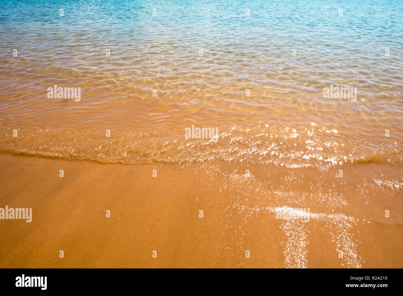 Yellow sand beach with waves blue,background nature ocean Stock Photo ...