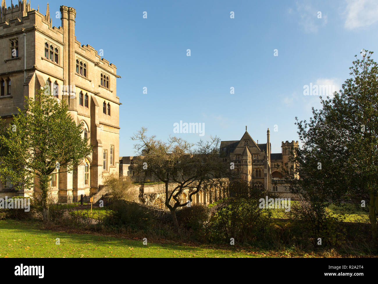 Downside Abbey; view from the west of side of Abbey Church and monastry ...