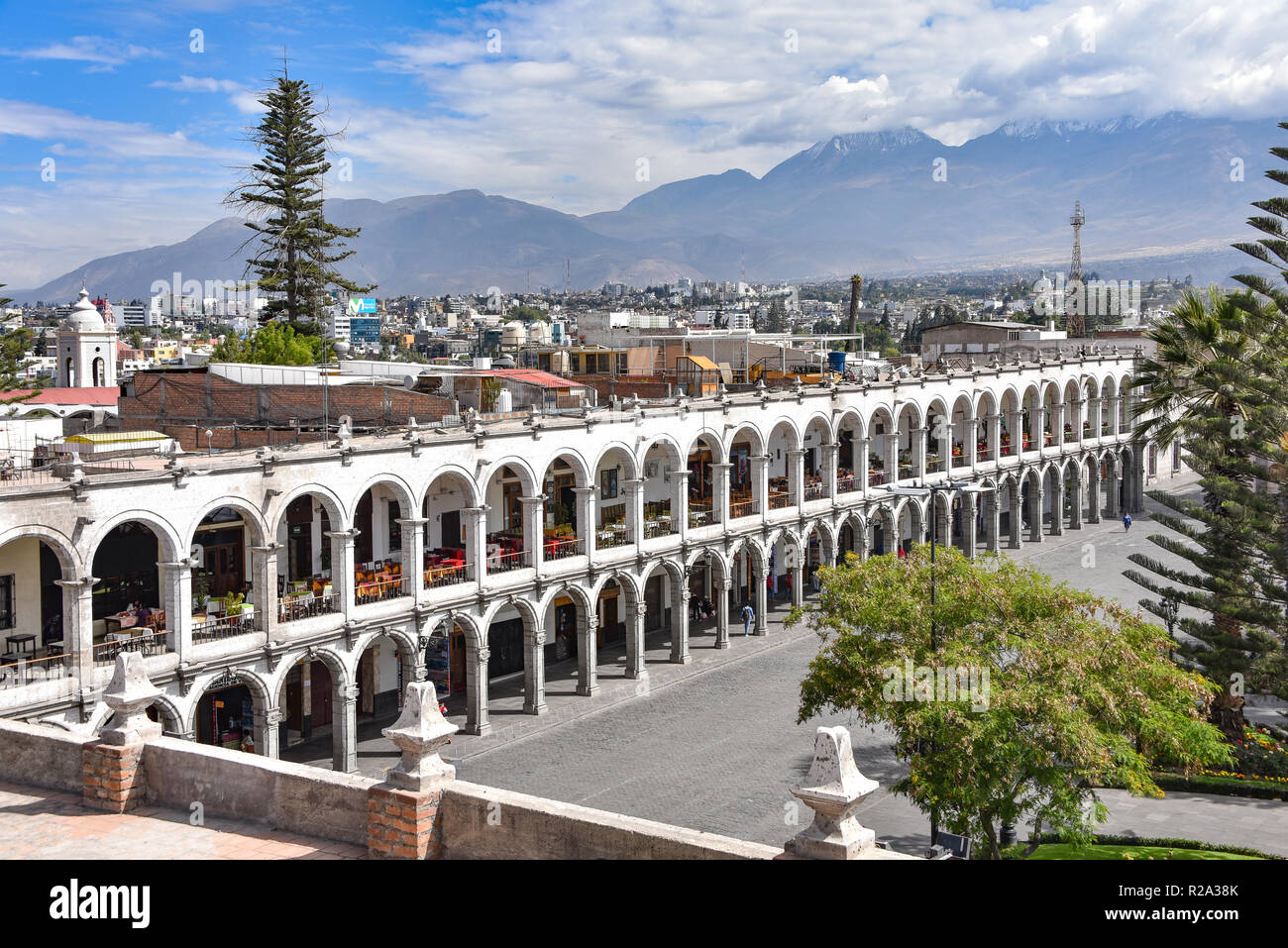 Arequipa, Peru - October 7, 2018: Colonial buildings and archways made ...