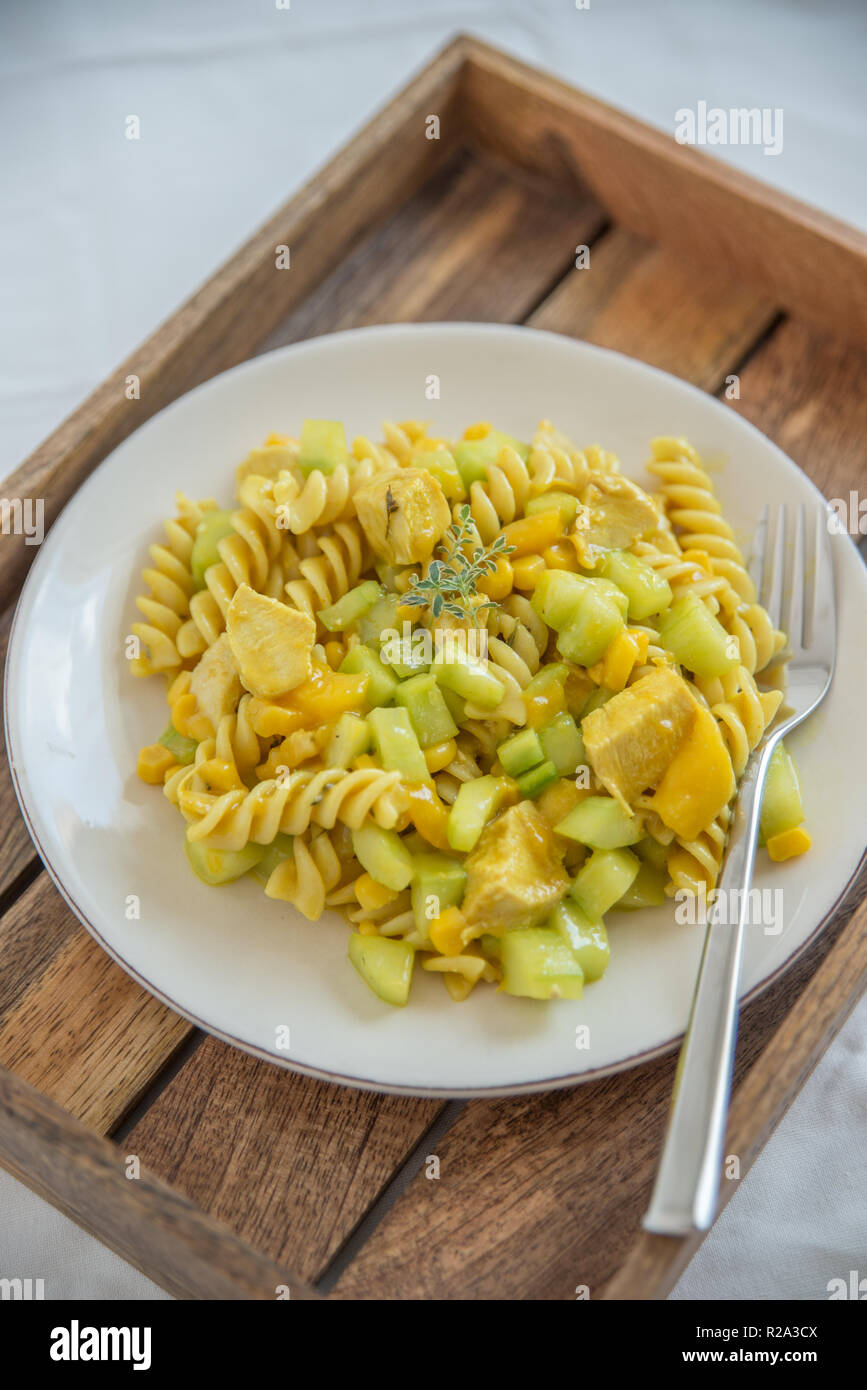 Pasta Salad with mango Stock Photo - Alamy