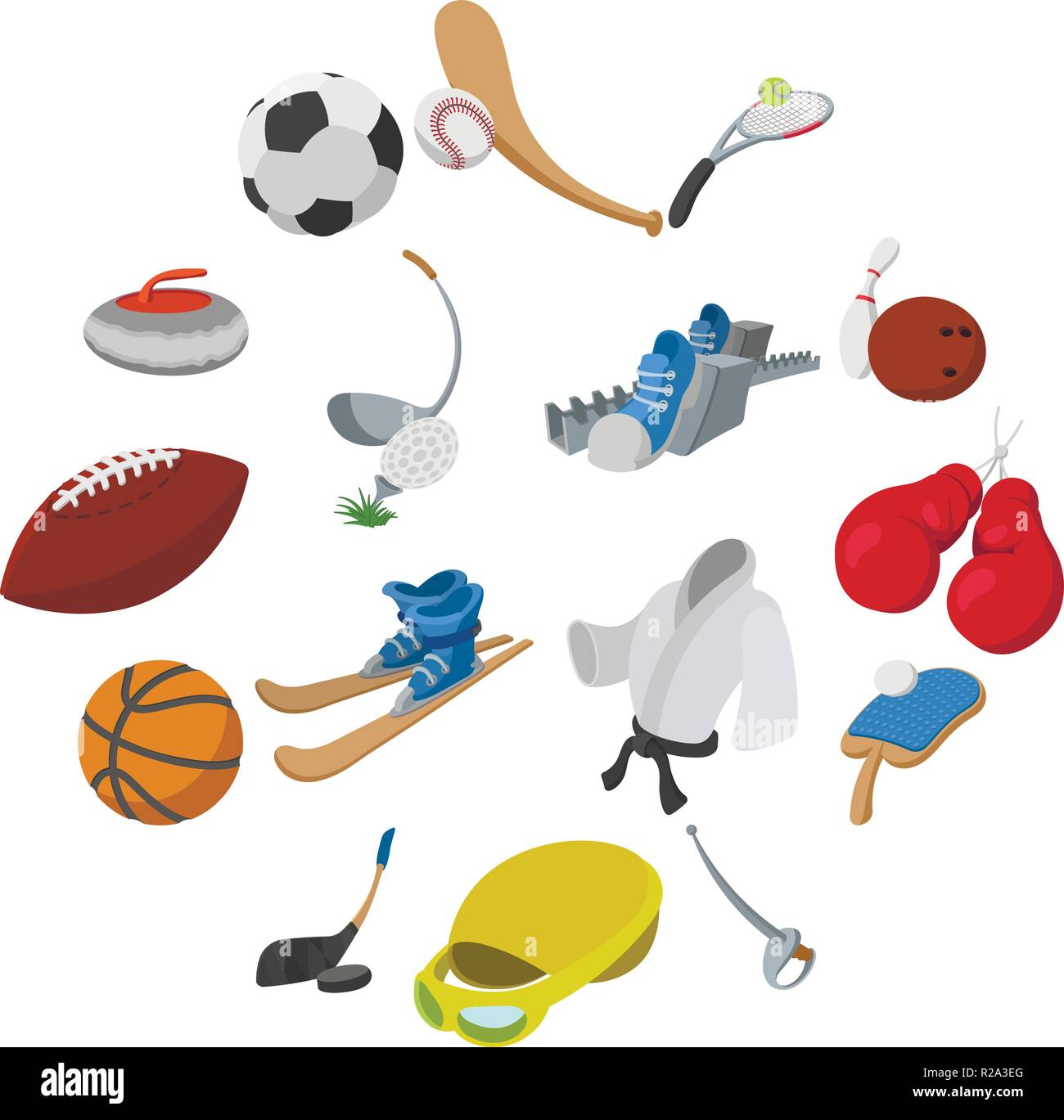 Sport cartoon icons set isolated on white background Stock Vector Image ...