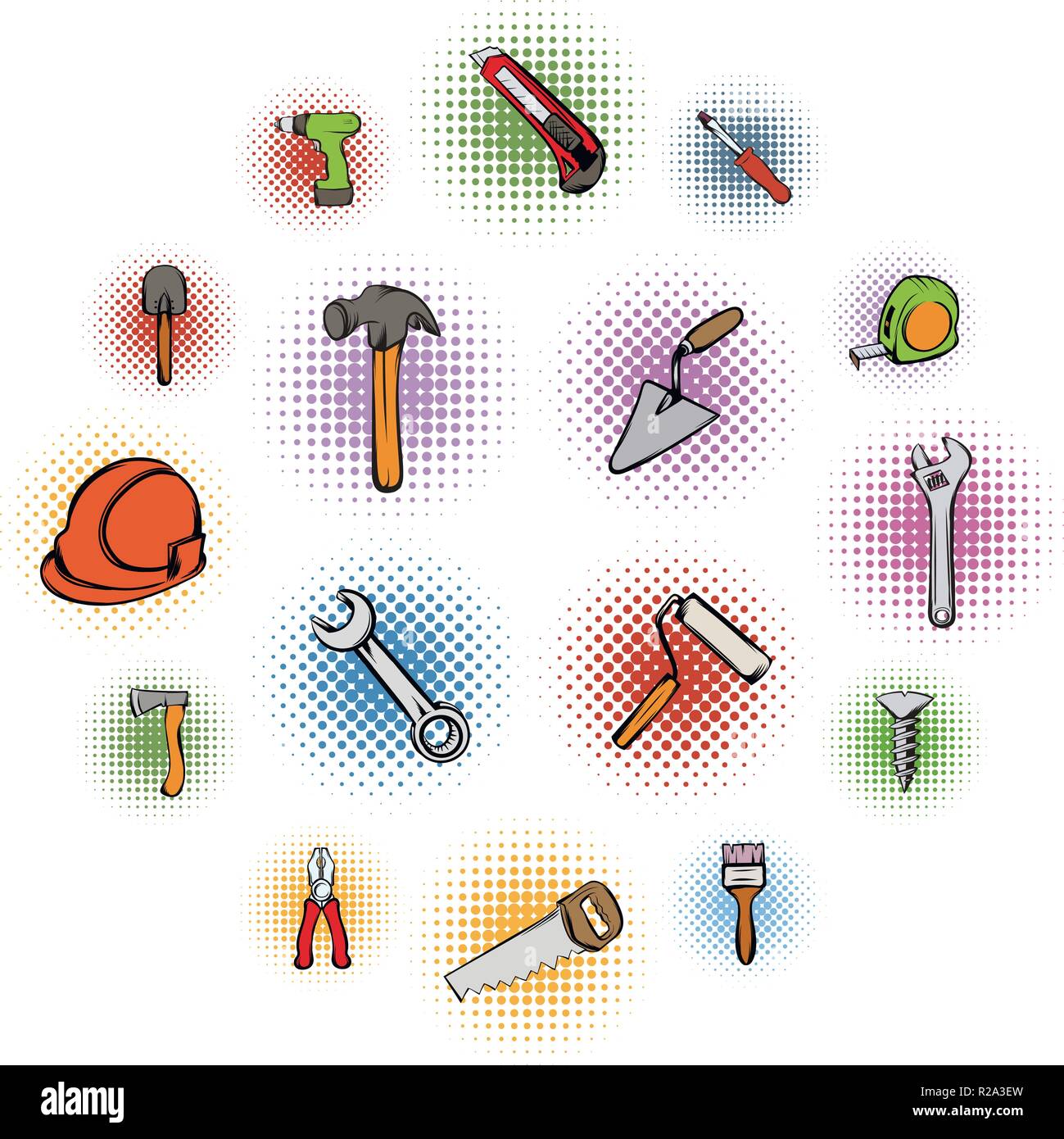 Building comics icons set isolated on white background Stock Vector ...