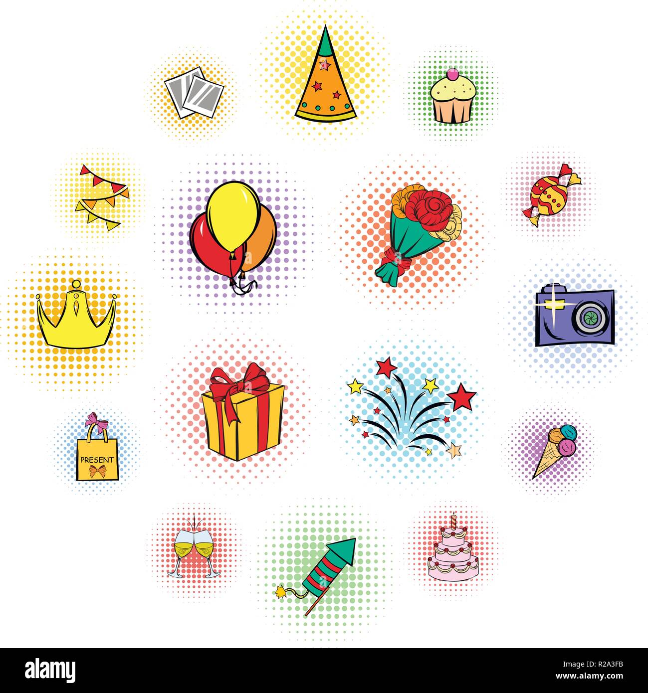 Party icons and celebration icons set on white background Stock Vector ...