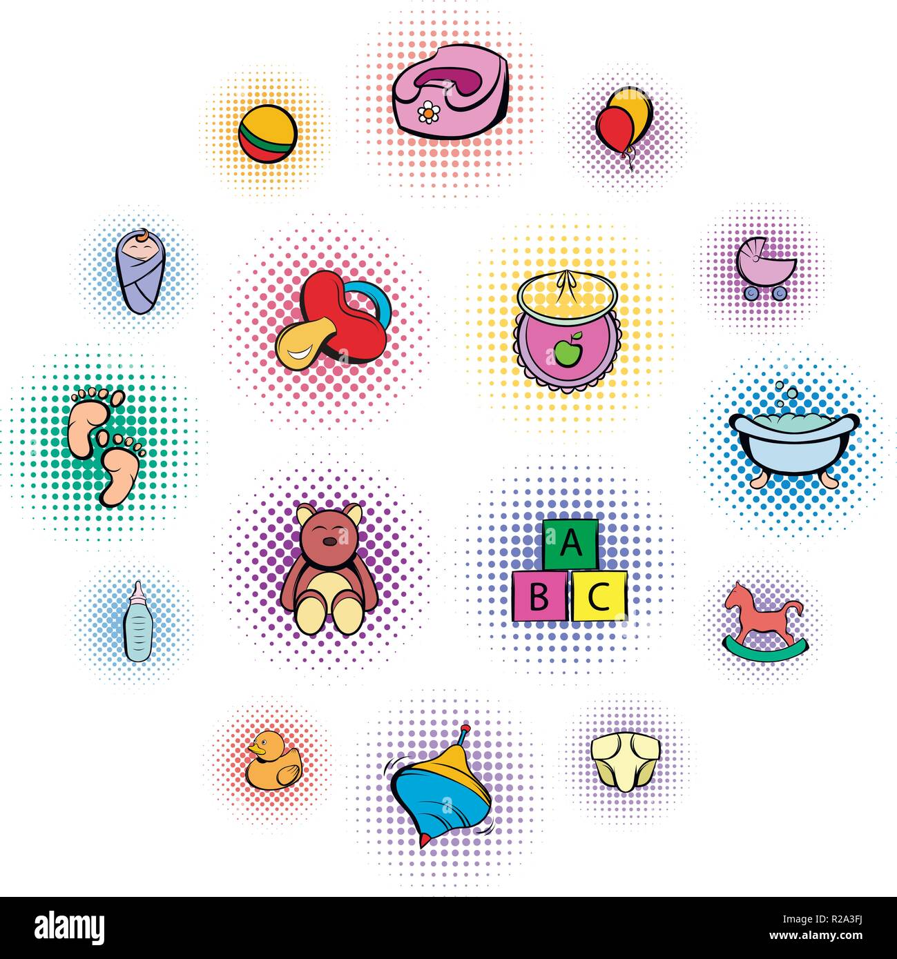 Baby comics icon set isolated on white background Stock Vector Image ...