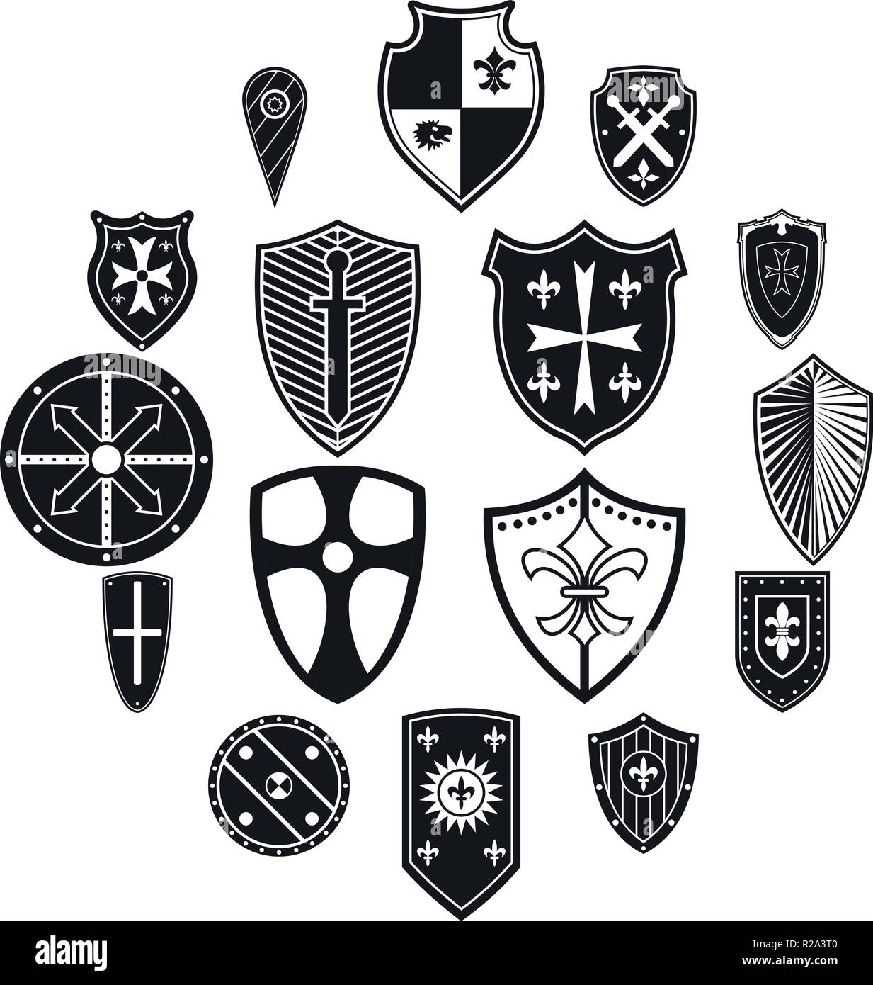 Shields Icons Set Isolated On White Background Stock Vector Image And Art