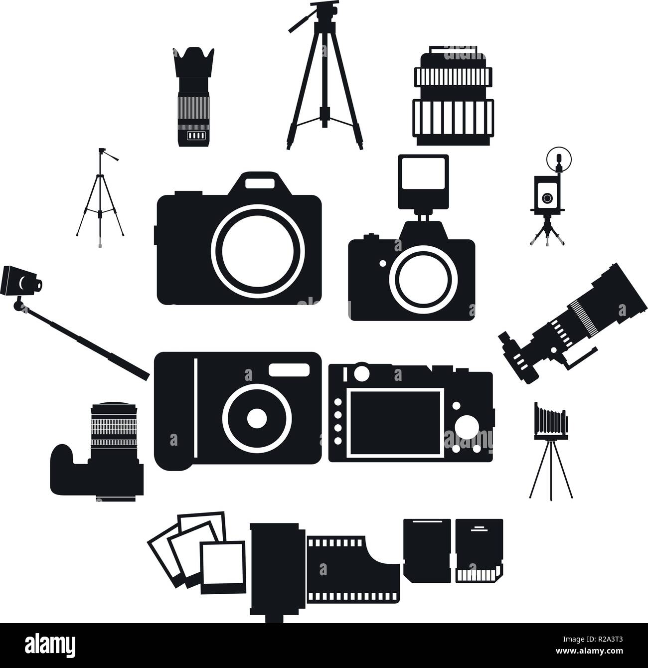 Photography simple icons set isolated on white background Stock Vector ...