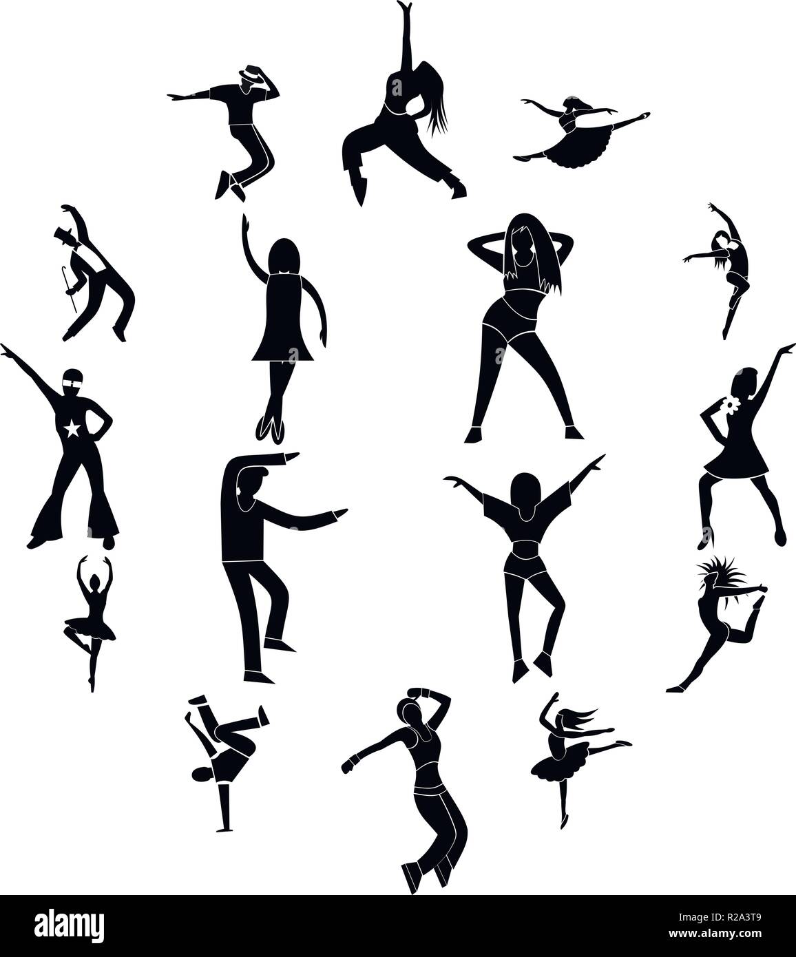 Dances simple icons set isolatedon white background Stock Vector Image ...