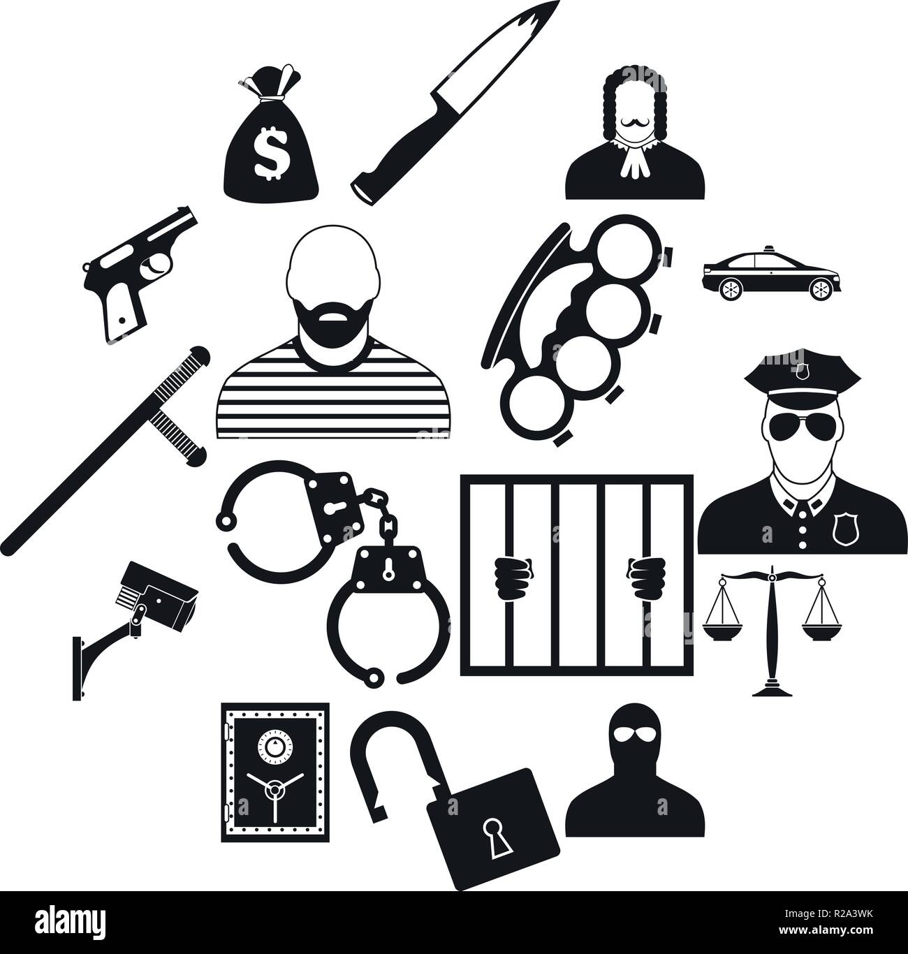 Crime simple icons set for web and mobile devices Stock Vector Image ...