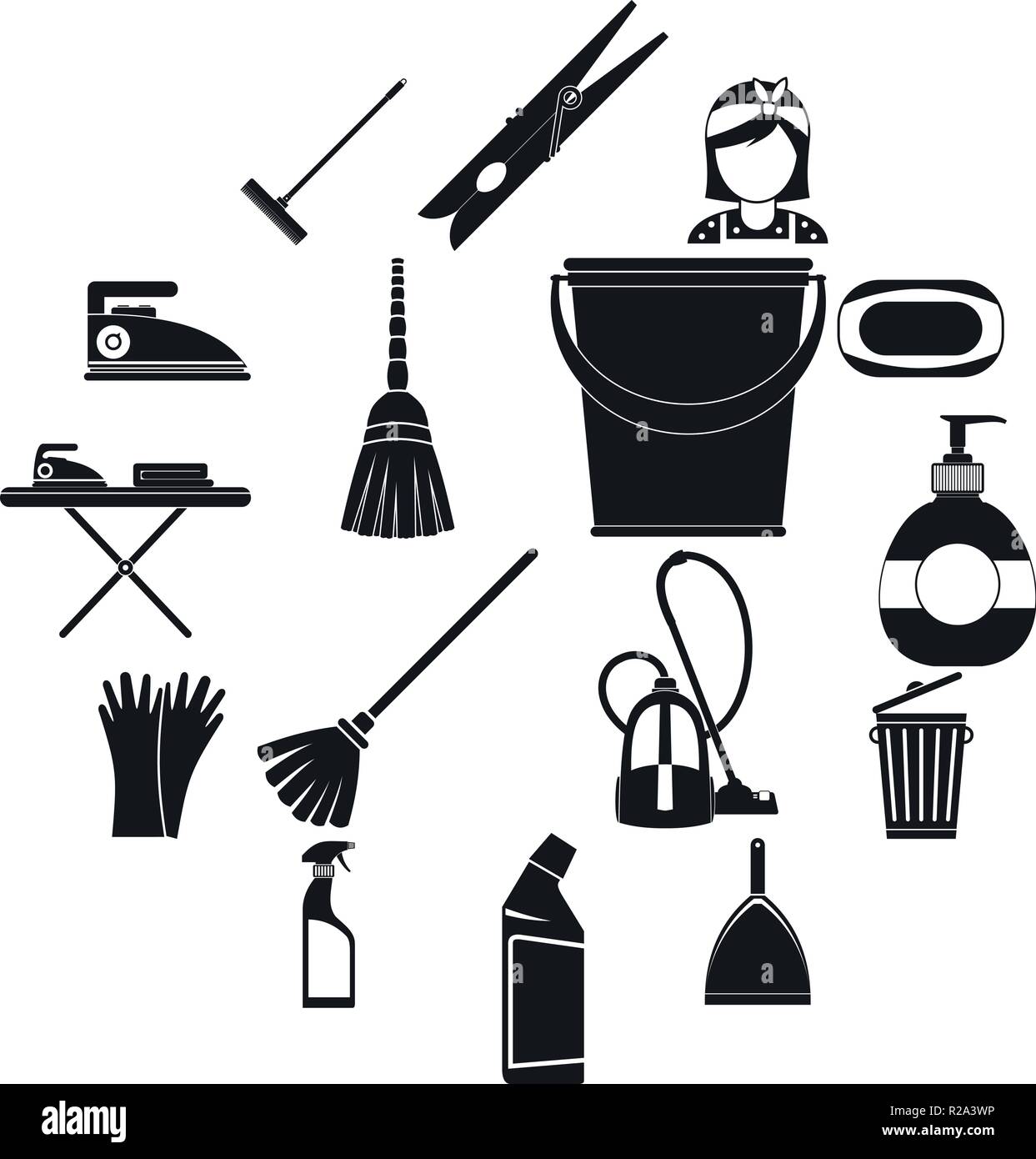 Cleaning simple icons isolated on white background Stock Vector Image ...
