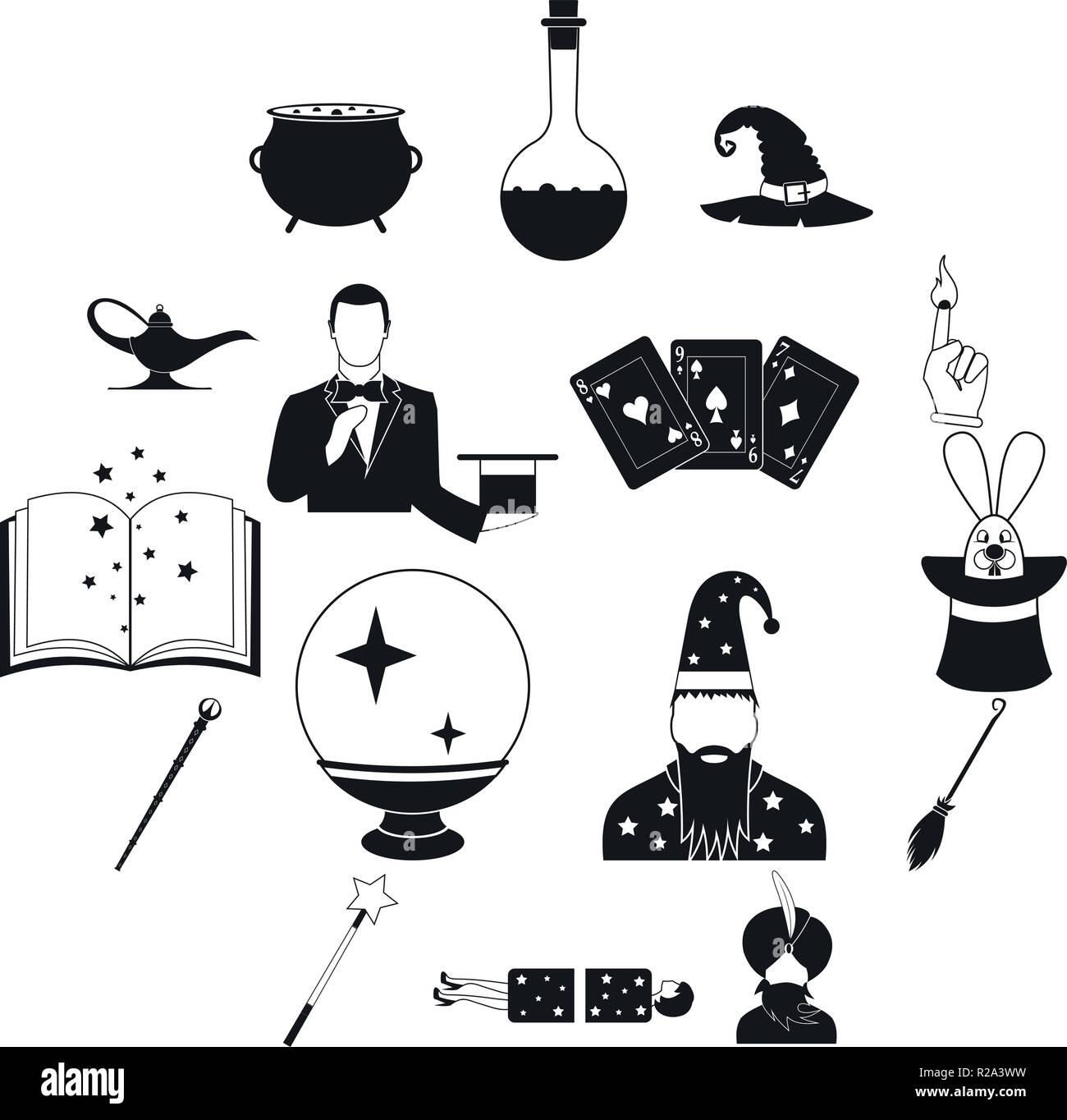 Magic simple icons set isolated on white background Stock Vector Image ...