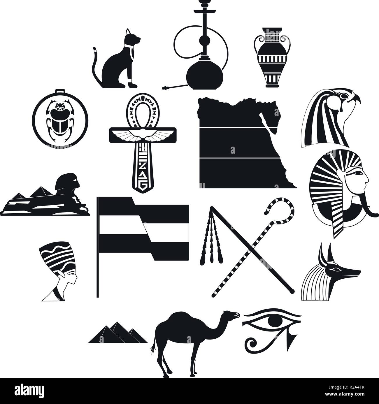 Egypt icons in black simple style for web and mobile devices Stock ...