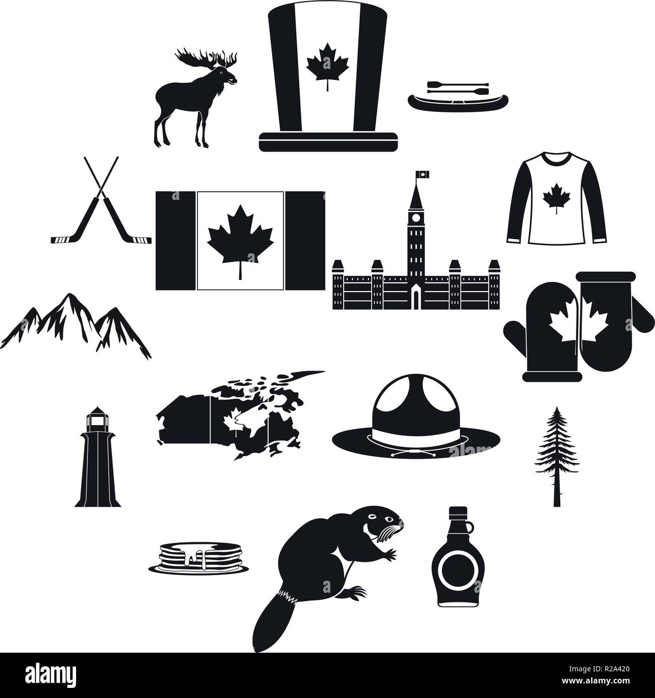Canada icons in black simple style for web and mobile devices Stock ...