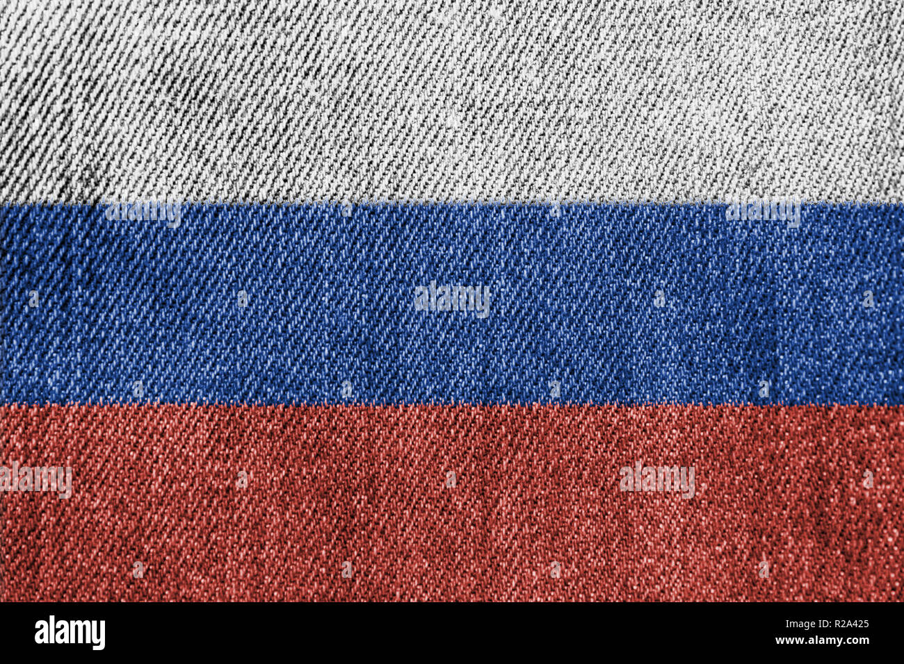 Russia Textile Industry Or Politics Concept: Russian Flag Denim Jeans ...