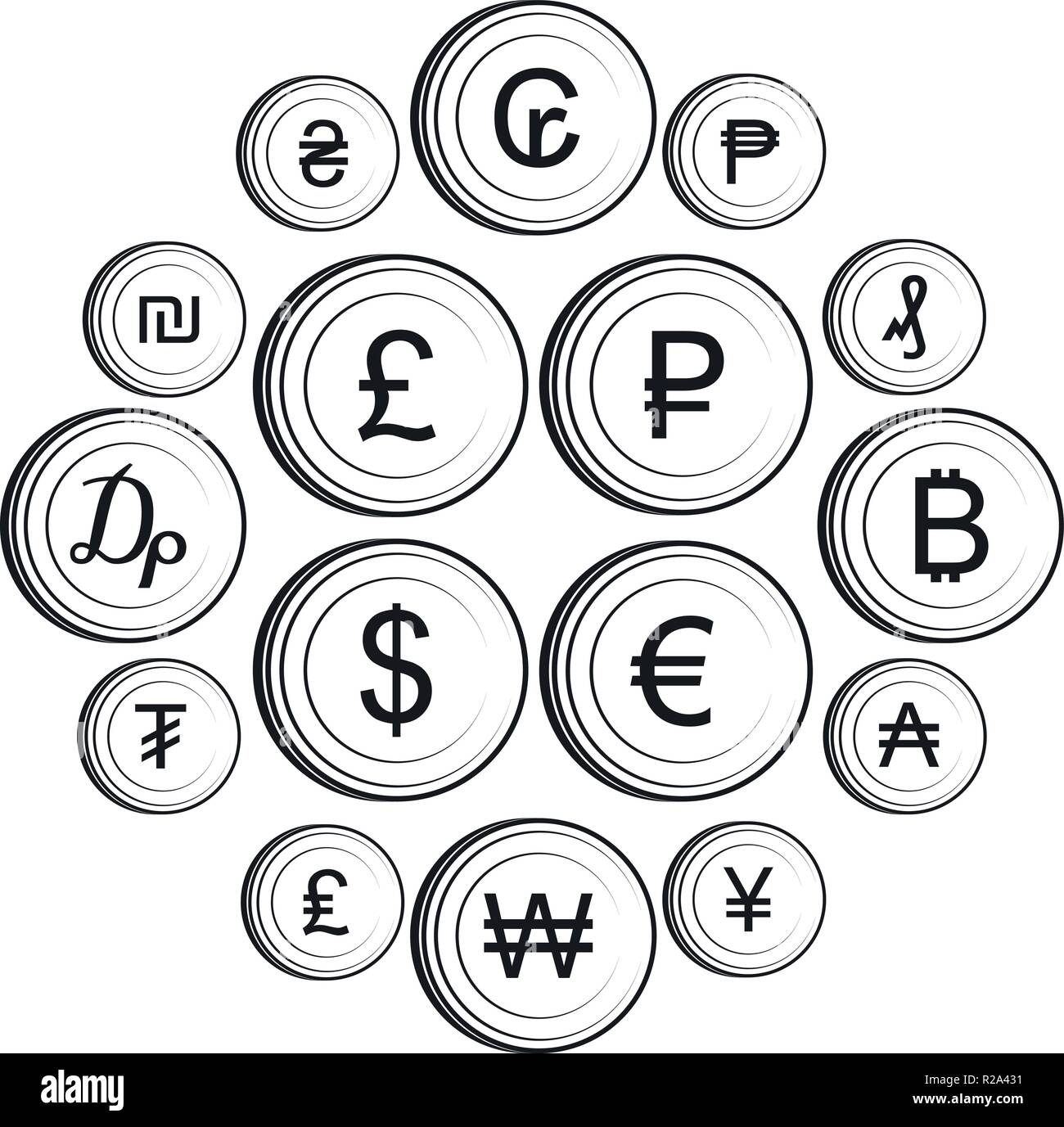 Currency gold coin icons set in simple style on a white background ...