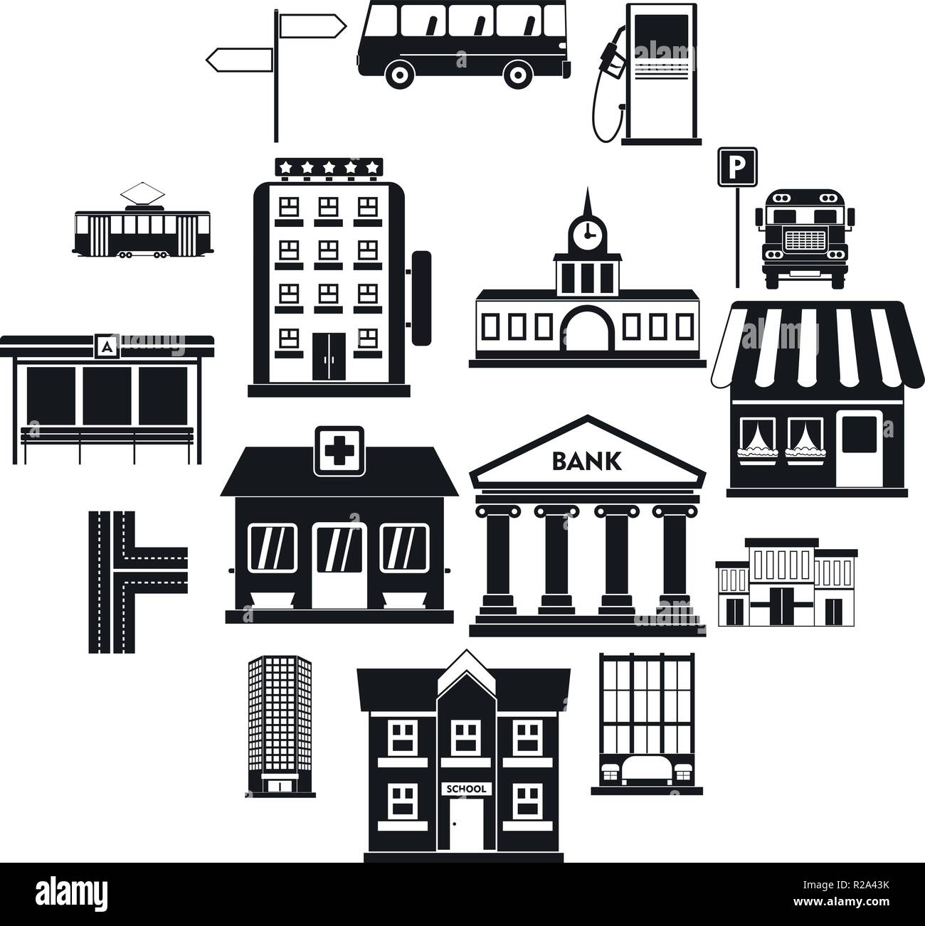 Infrastructure set icons in simple style for any design Stock Vector ...