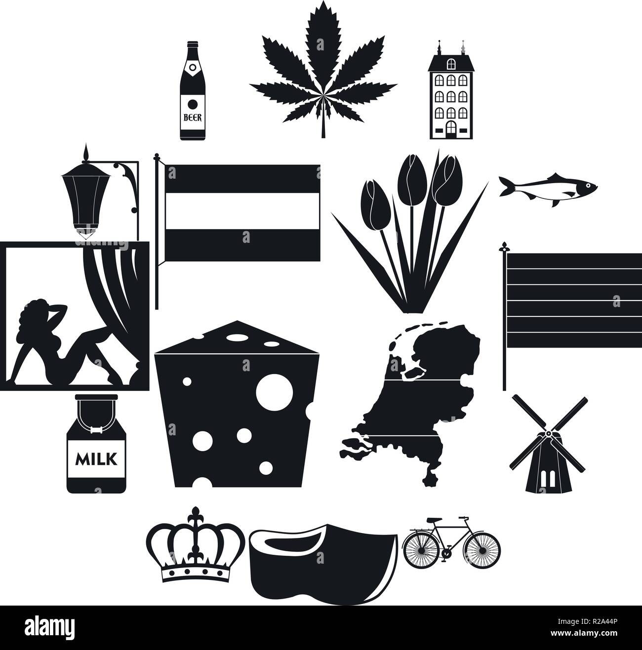 Netherlands icons set in black simple style for any design Stock Vector ...