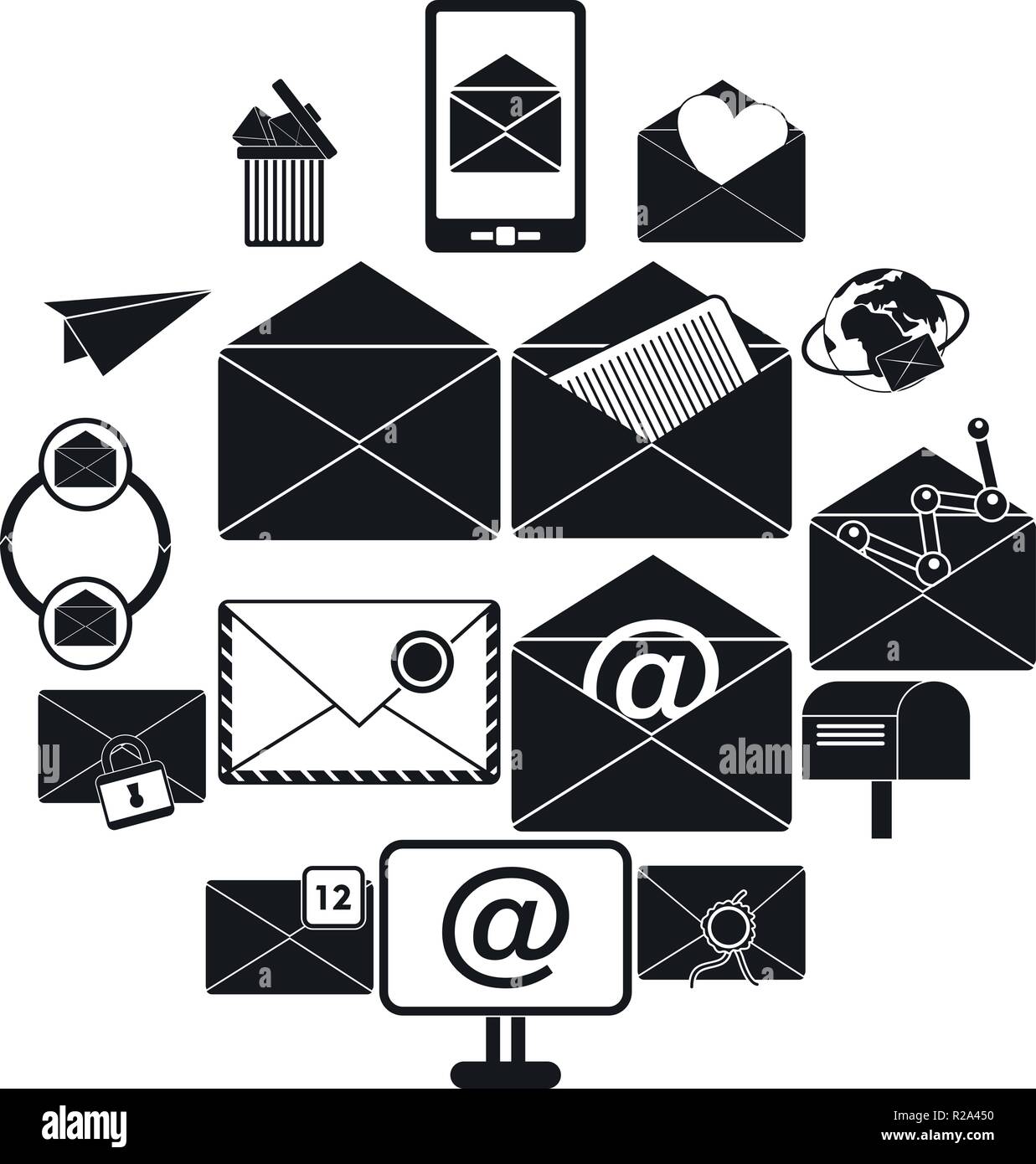 Mail icons set in simple style for any design Stock Vector Image & Art ...
