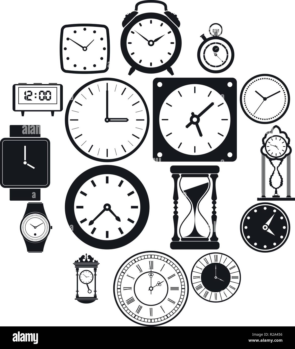 Clocks icons set in simple style for any design Stock Vector Image ...