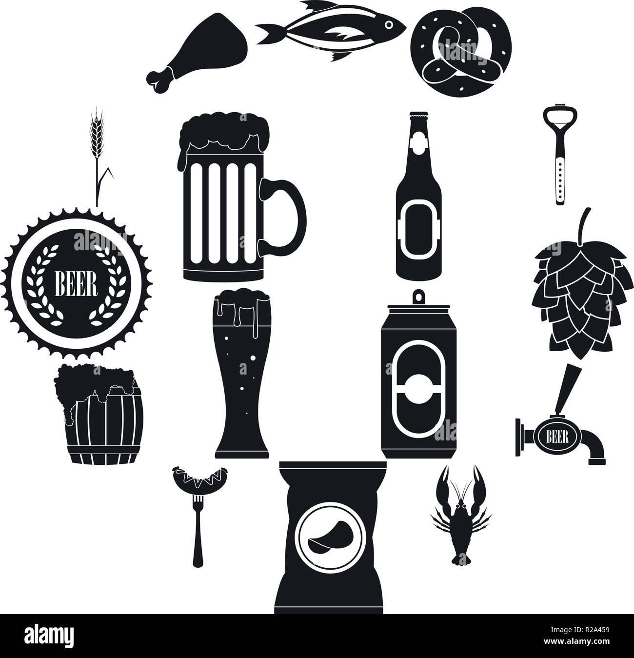 Beer icons set in simple style for any design Stock Vector Image & Art ...