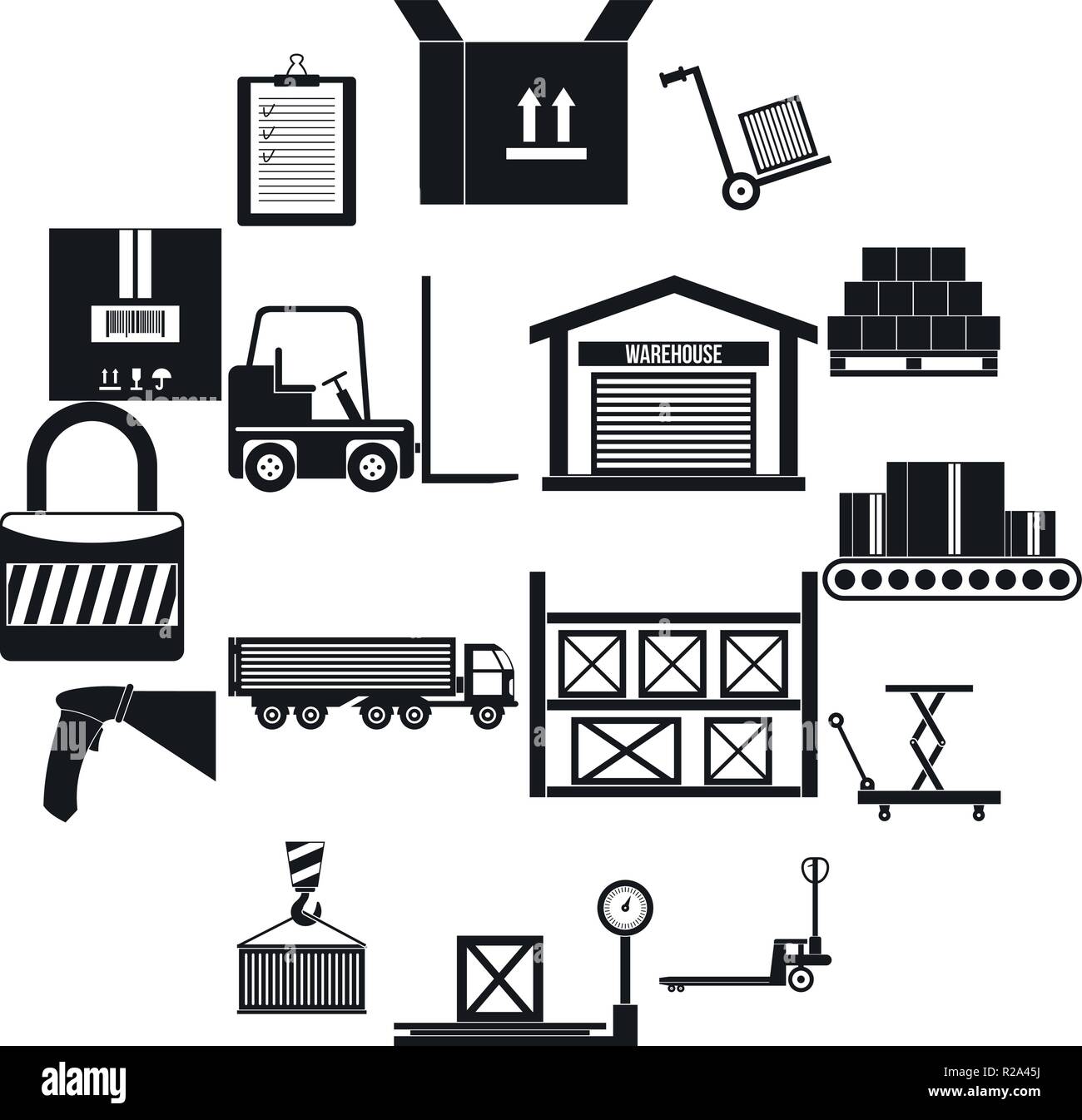 Warehouse logistic storage icons set in flat style for any design Stock Vector Image & Art - Alamy
