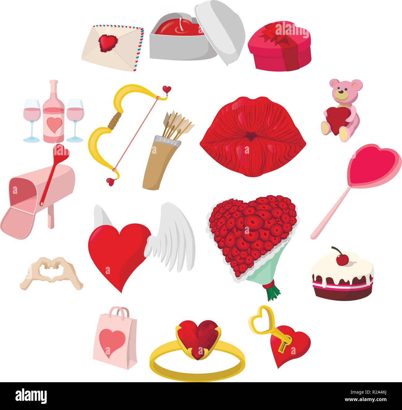 Love cartoon icons set isolated on white background Stock Vector Image ...