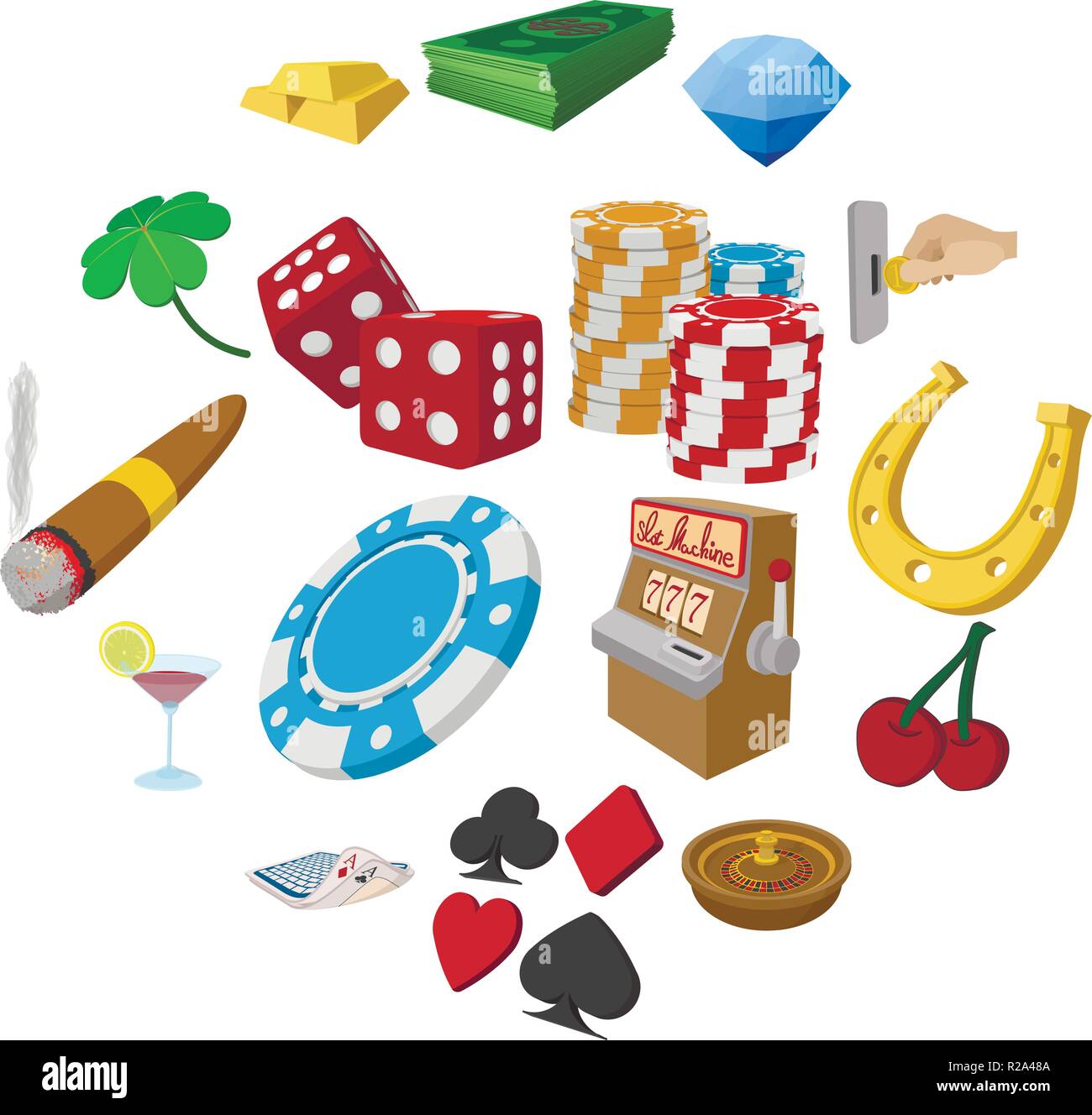 Casino cartoon icons set isolated on white background Stock Vector ...