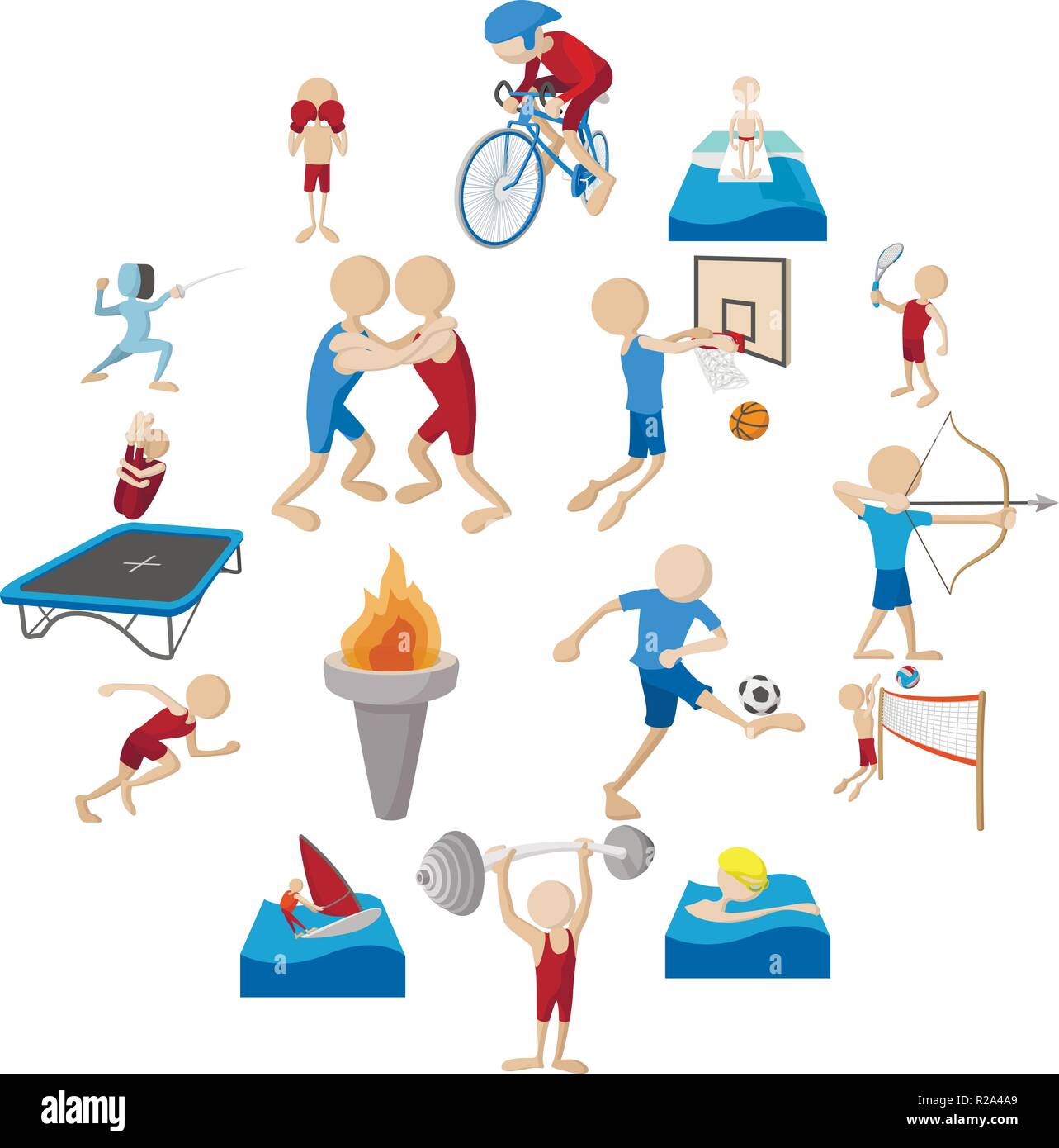 Summer sport cartoon icons set isolated on white background Stock ...