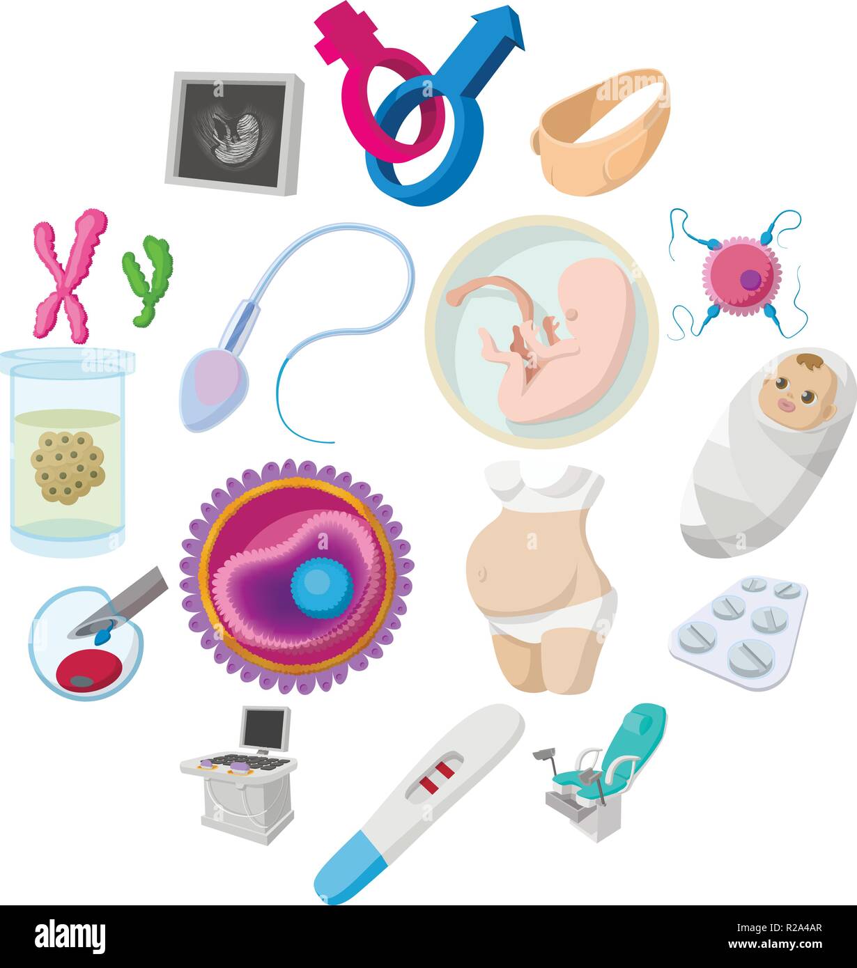 Pregnancy cartoon icons set isolated on white background Stock Vector ...