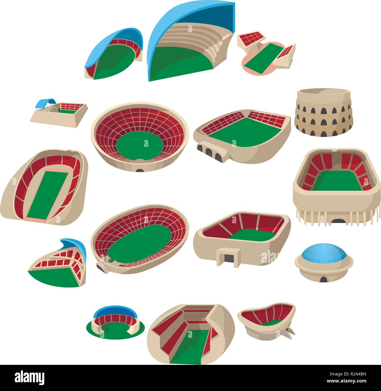 Stadium cartoon icons set isolated on white background Stock Vector ...