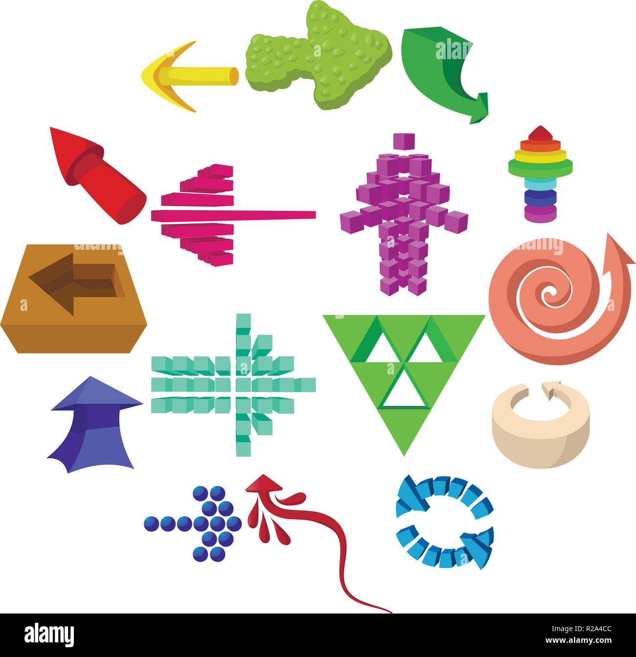 Arrow sign cartoon icons set isolated on white background Stock Vector ...