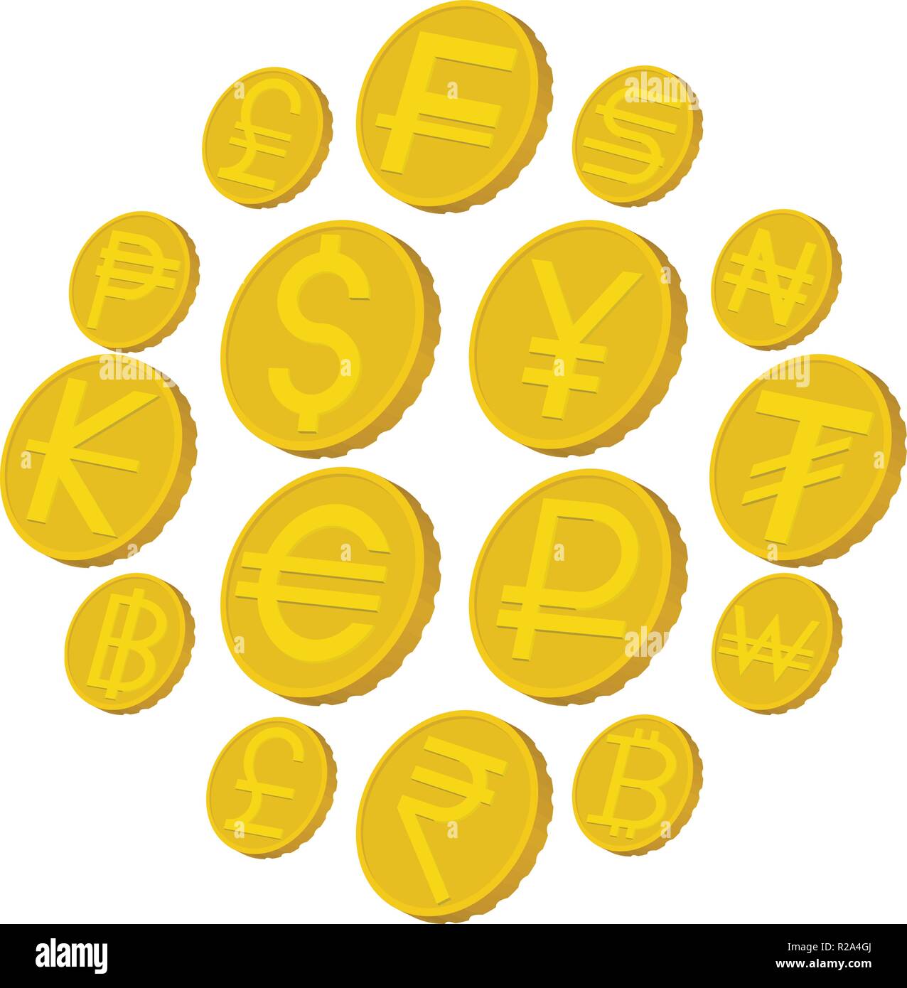 Currency icons set in cartoon style isolated on white Stock Vector ...