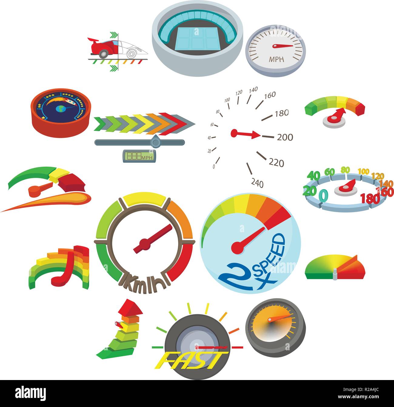 Meter icons set in cartoon style isolated on white background Stock ...