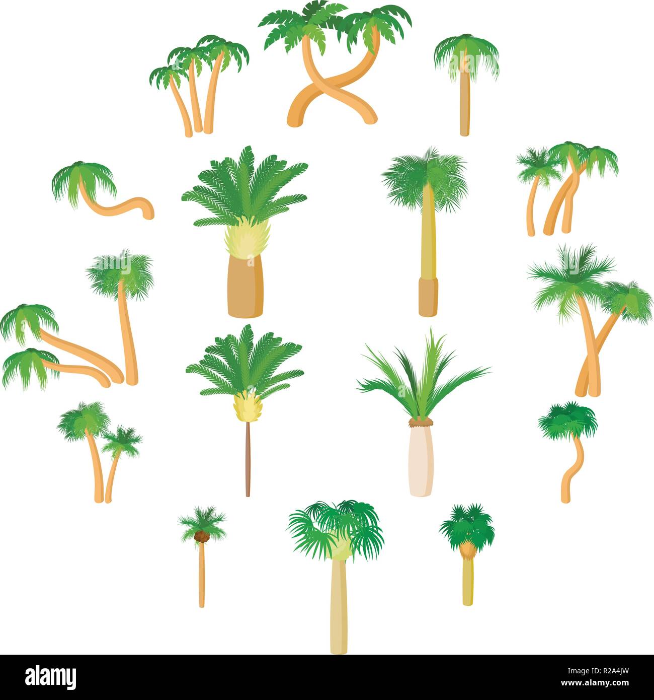 Palm icons set in cartoon style on a white background Stock Vector ...