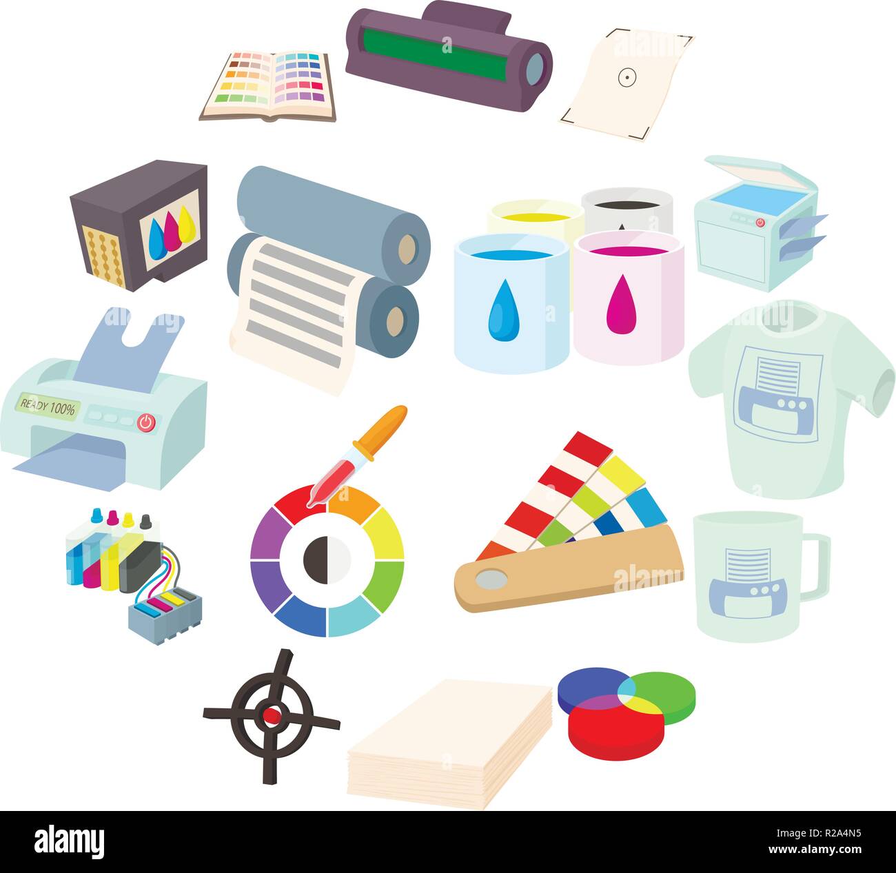 Printing icons set in cartoon style on a white background Stock Vector ...