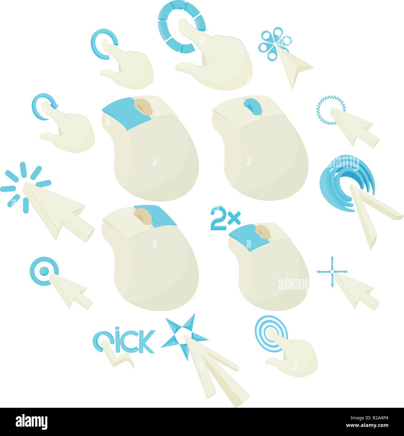 Mouse pointer icons set in cartoon style on a white background Stock ...